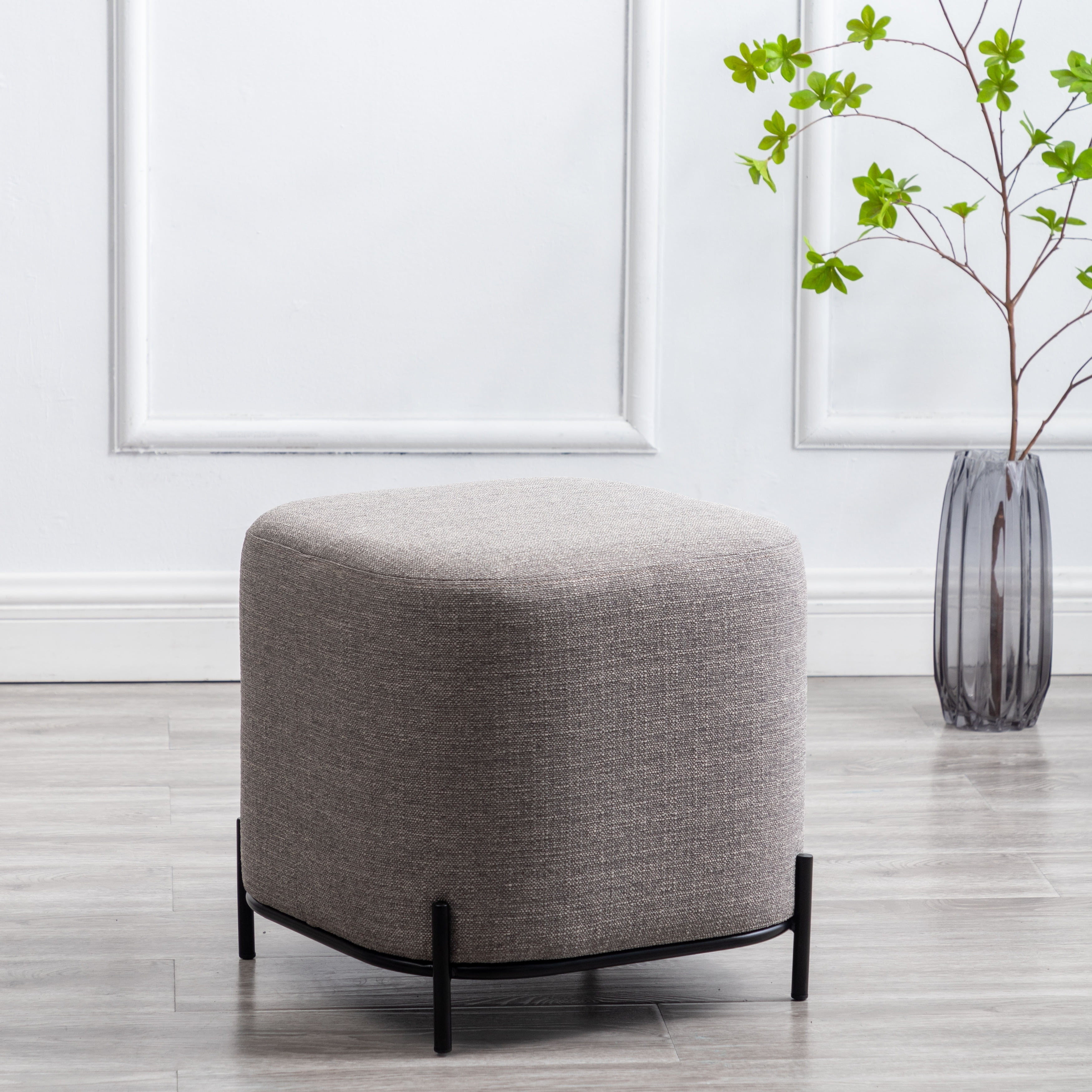 7th Haven Inc. WOVENBYRD 17" Modern Square Ottoman with metal base ...
