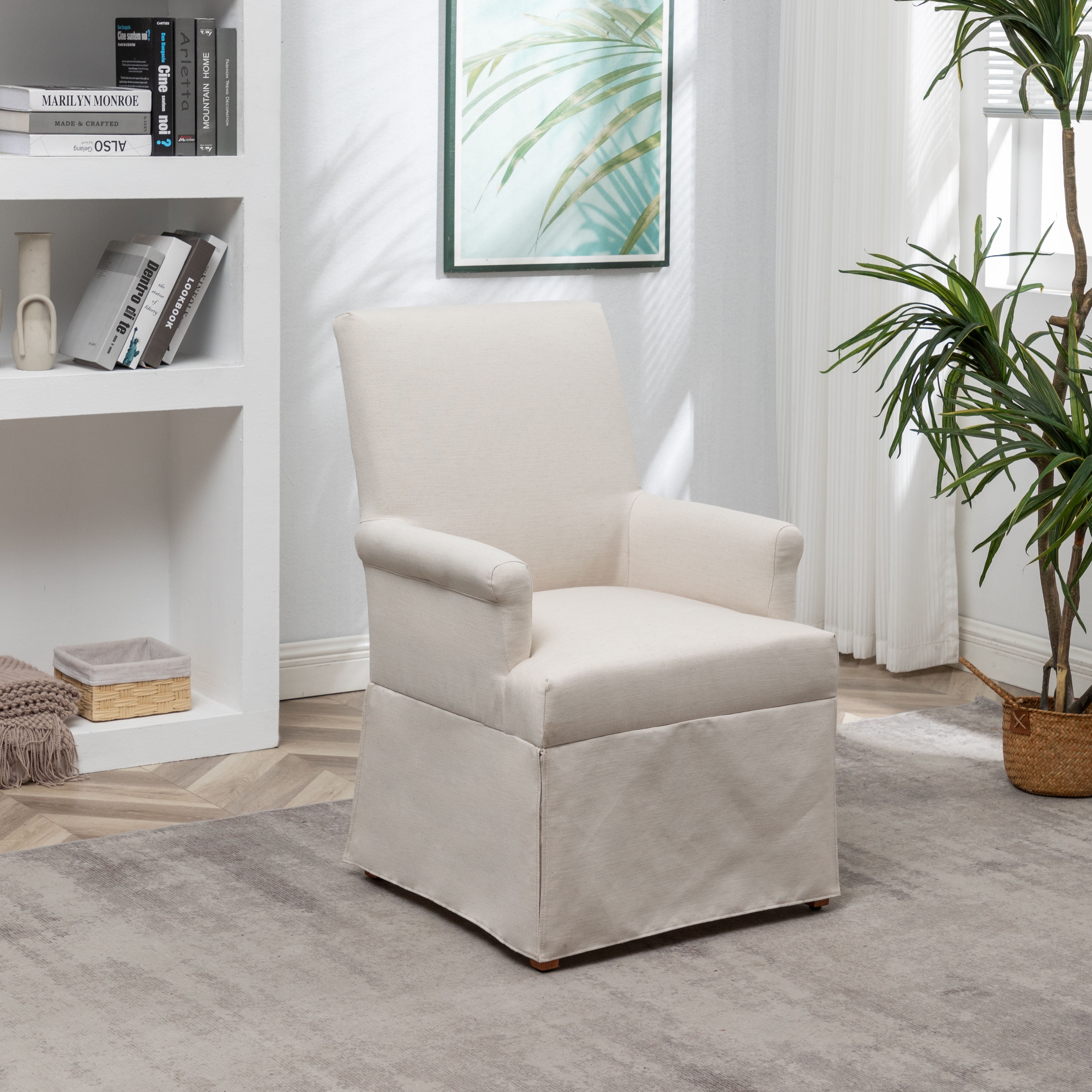 Wovenbyrd Lakeshore Classic Covered Parsons Dining Arm Chair - Natural ...