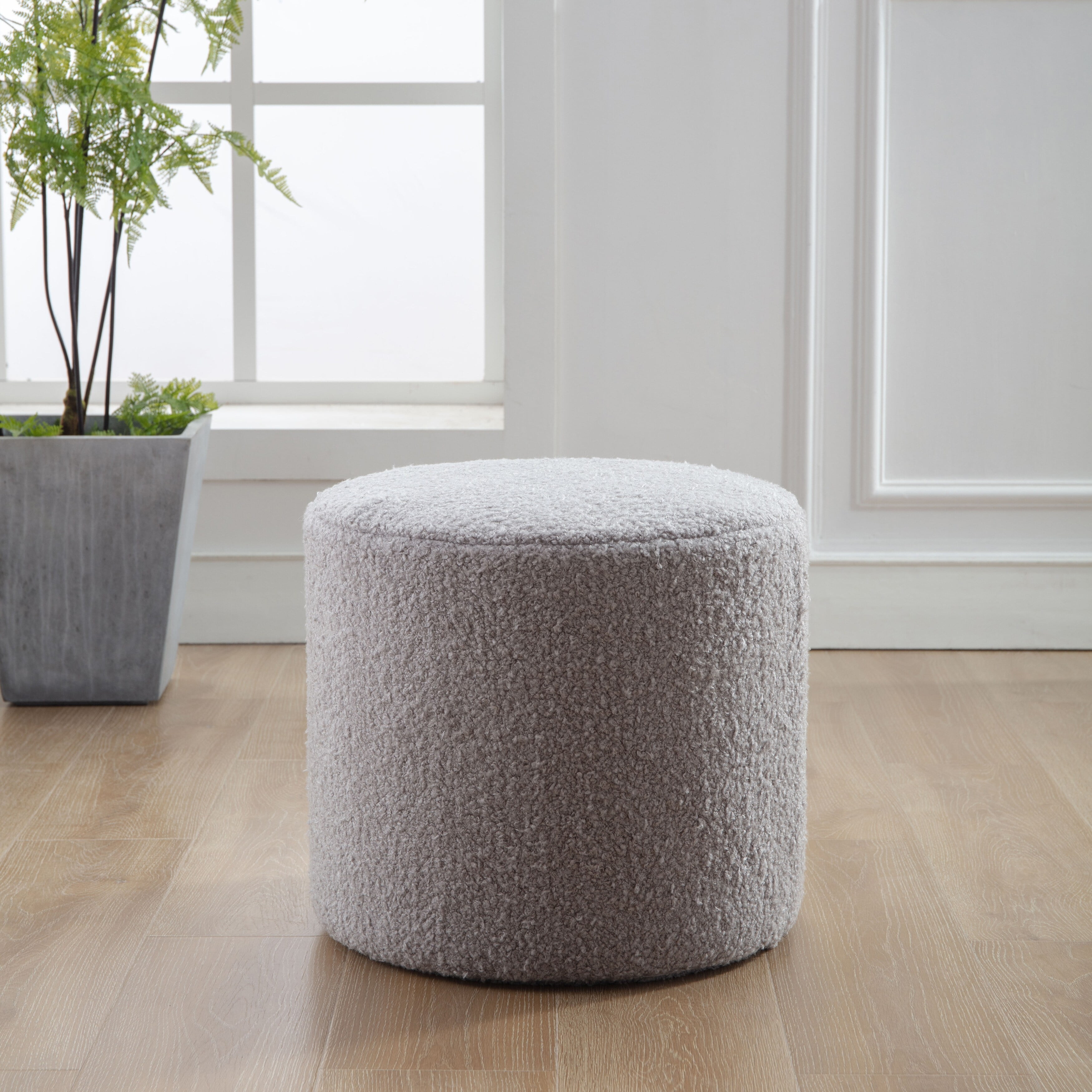 7th Haven Inc. WOVENBYRD Round Pouf Ottoman with foam core Faux Fur ...