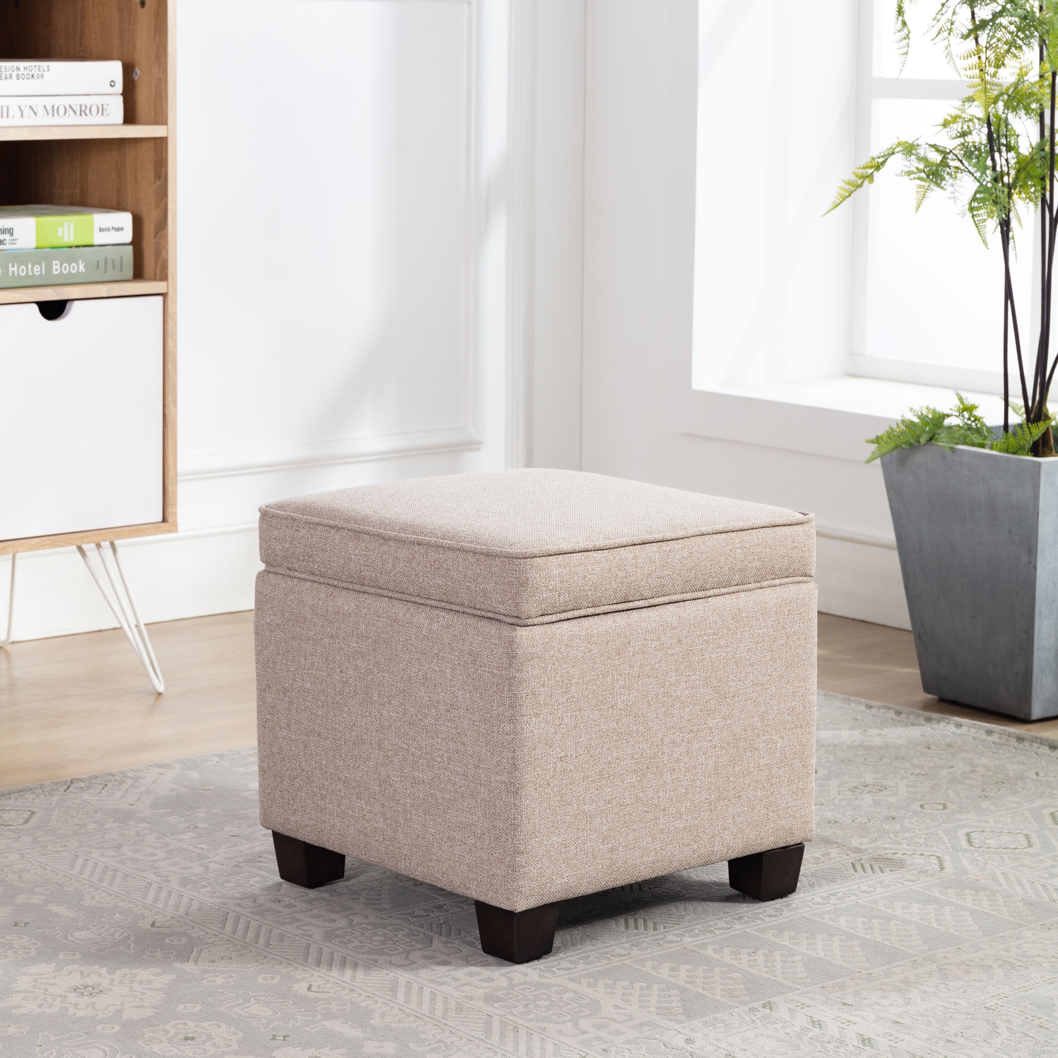 7th Haven Inc WOVENBYRD Square Storage Ottoman with Piping and Lift Off ...
