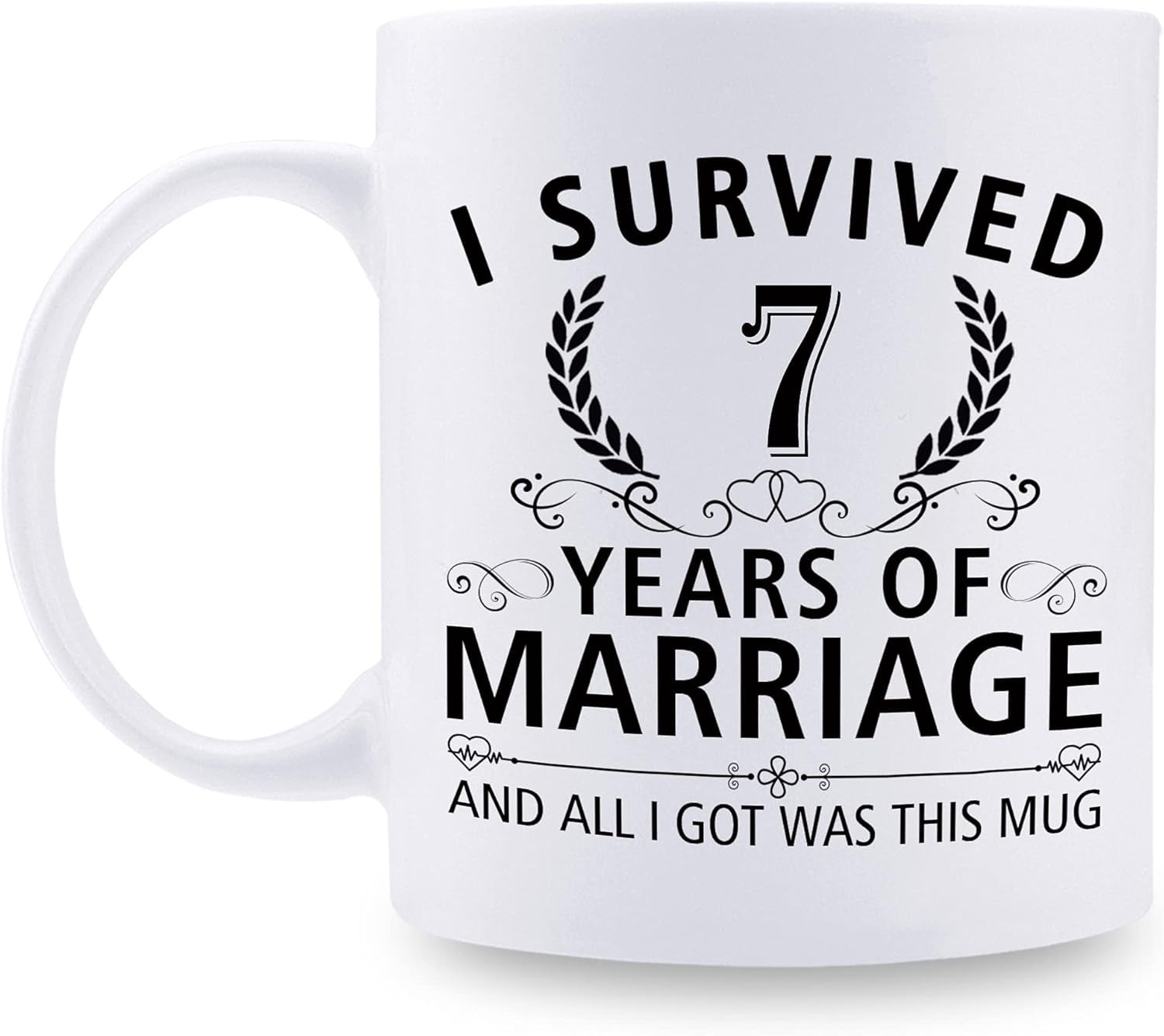 7th Wedding Anniversary Mugs for Couple Husband Wife - I Survived 7 ...