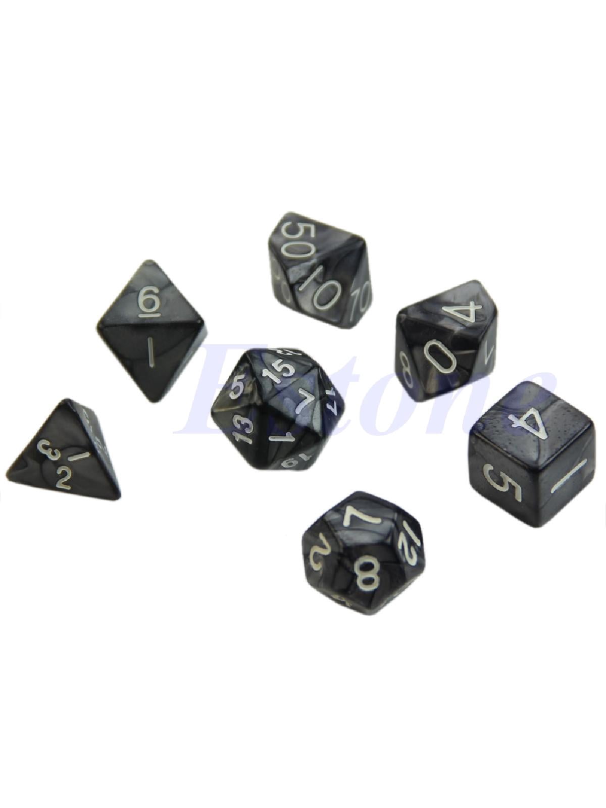 7x Black Sided Dice D4 D6 D8 D10 D12 D20 RPG Poly Game Set - Walmart.com