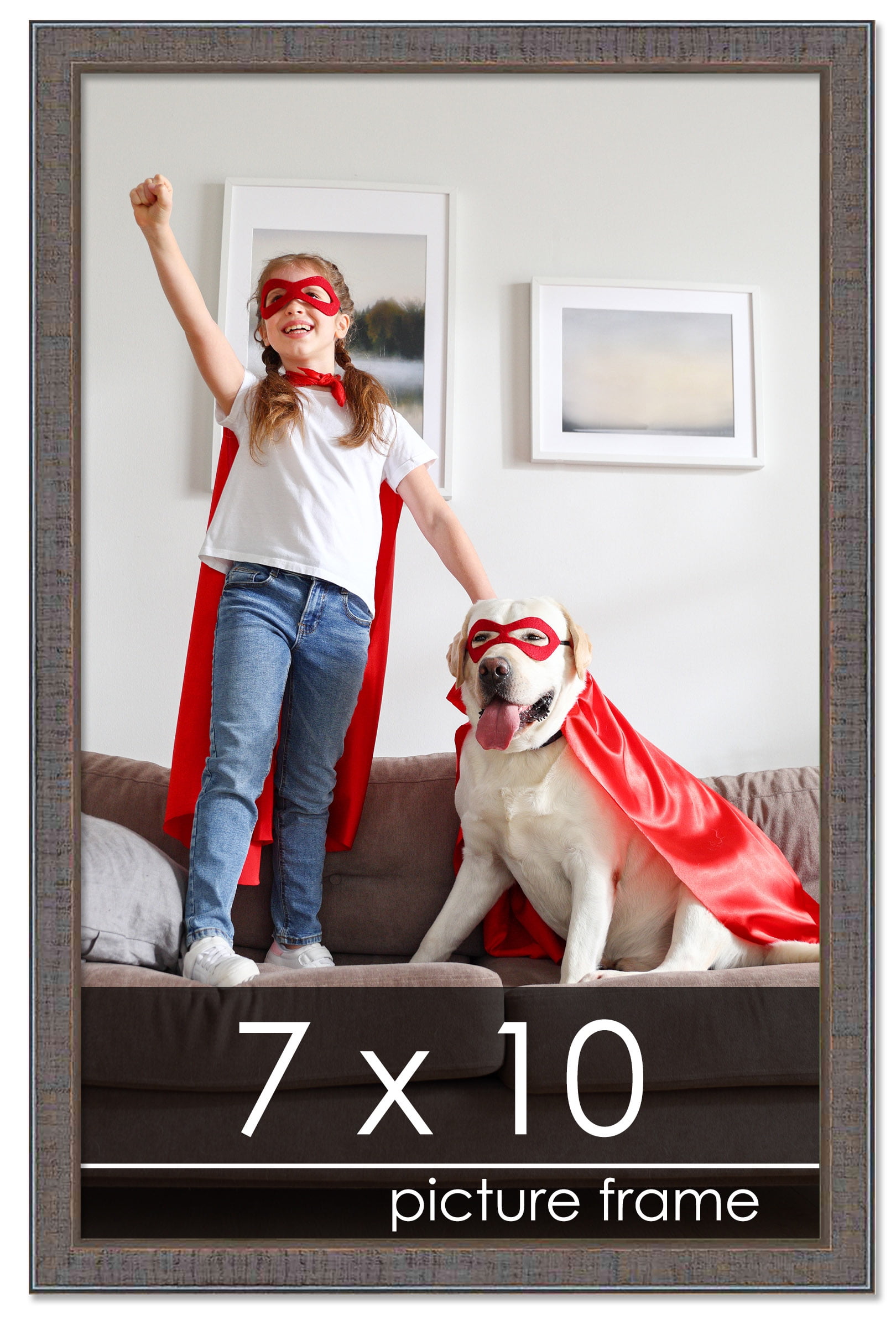 7x10 Distressed/Aged Complete Wood Picture Frame with UV Acrylic, Foam ...