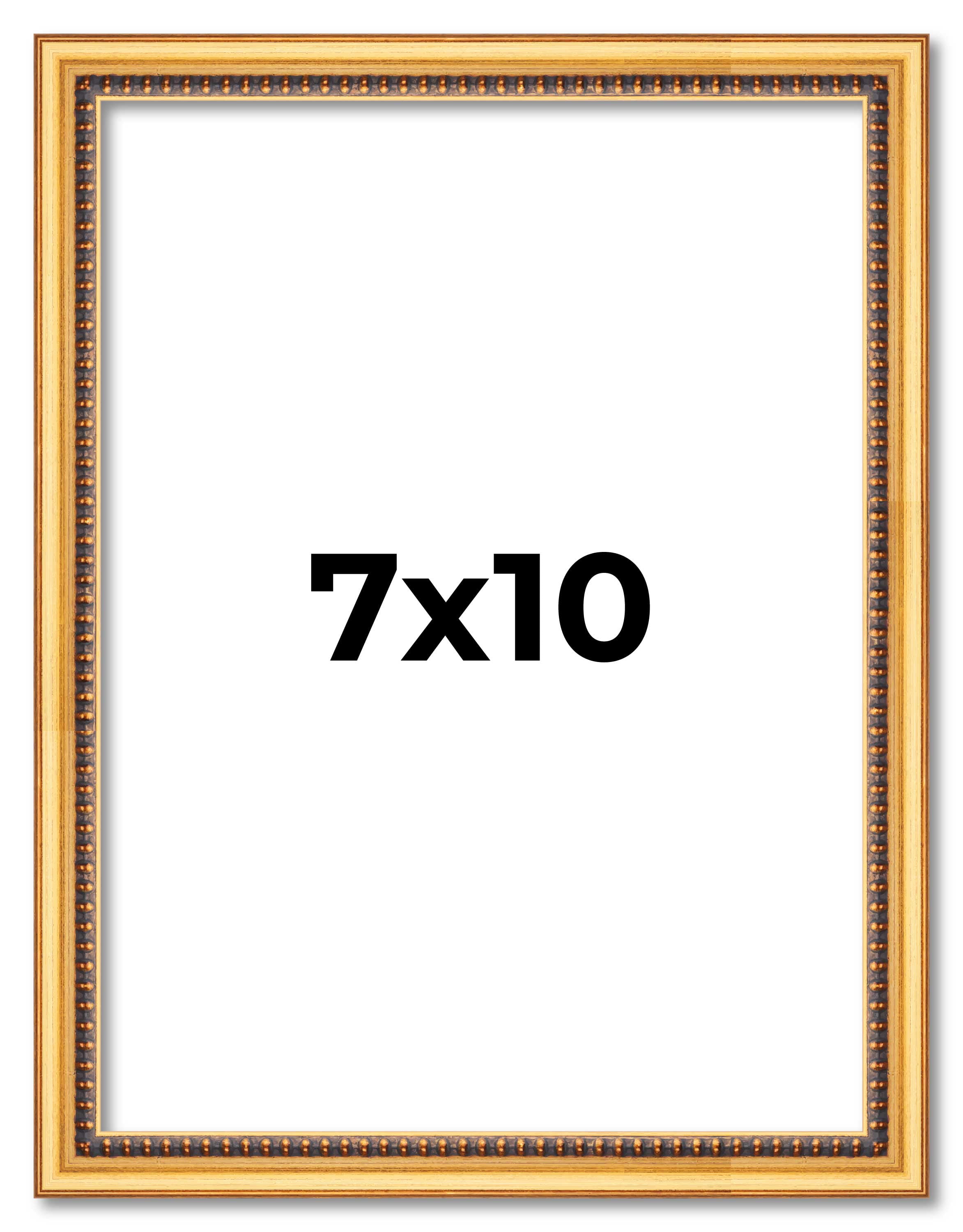 7x10 Frame Beaded Gold Solid Wood Picture Frame | 0.75 Inches Moulding ...