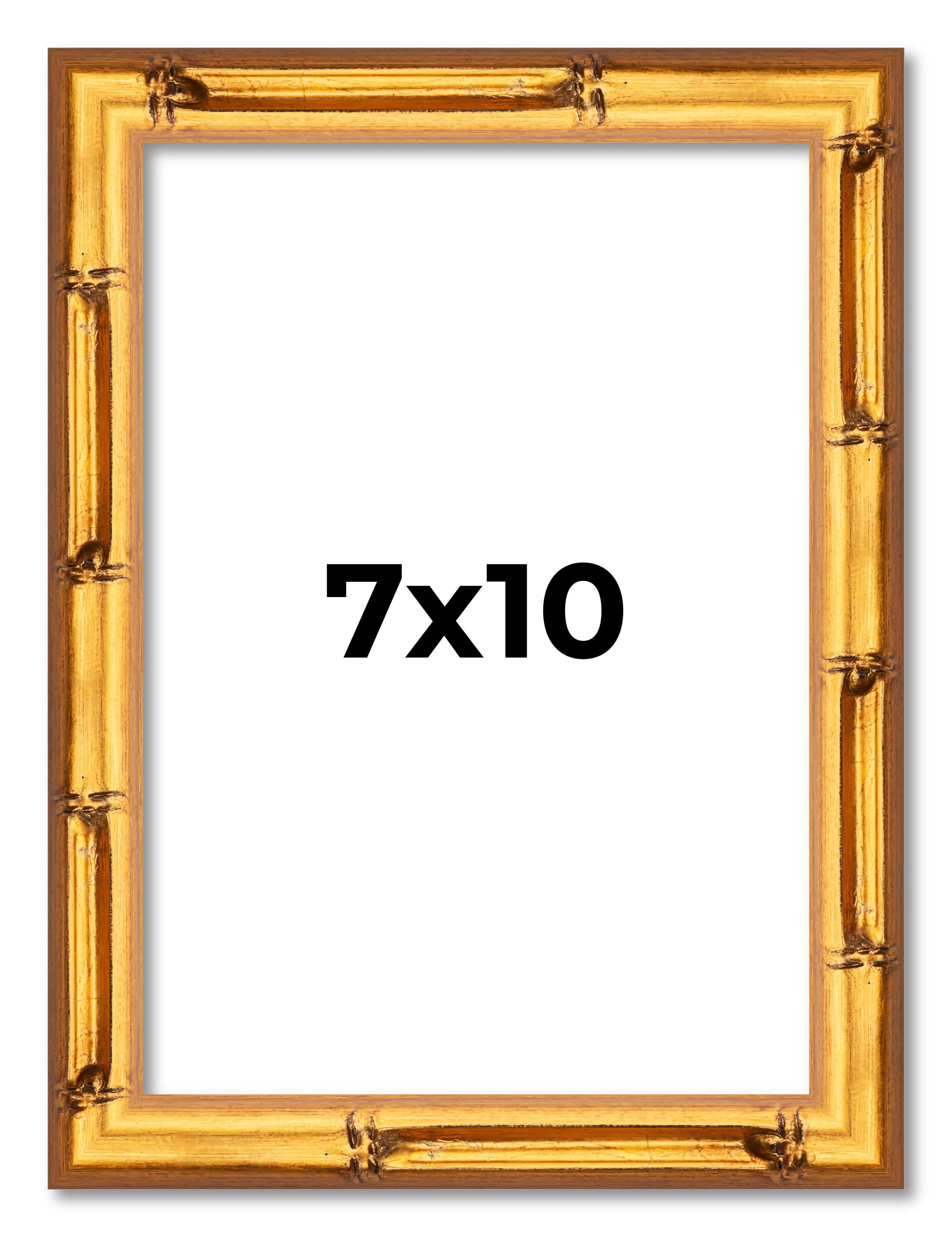 7x10 Frame Gold Bamboo Solid Wood Picture Frame | 1 Inch Moulding Width ...