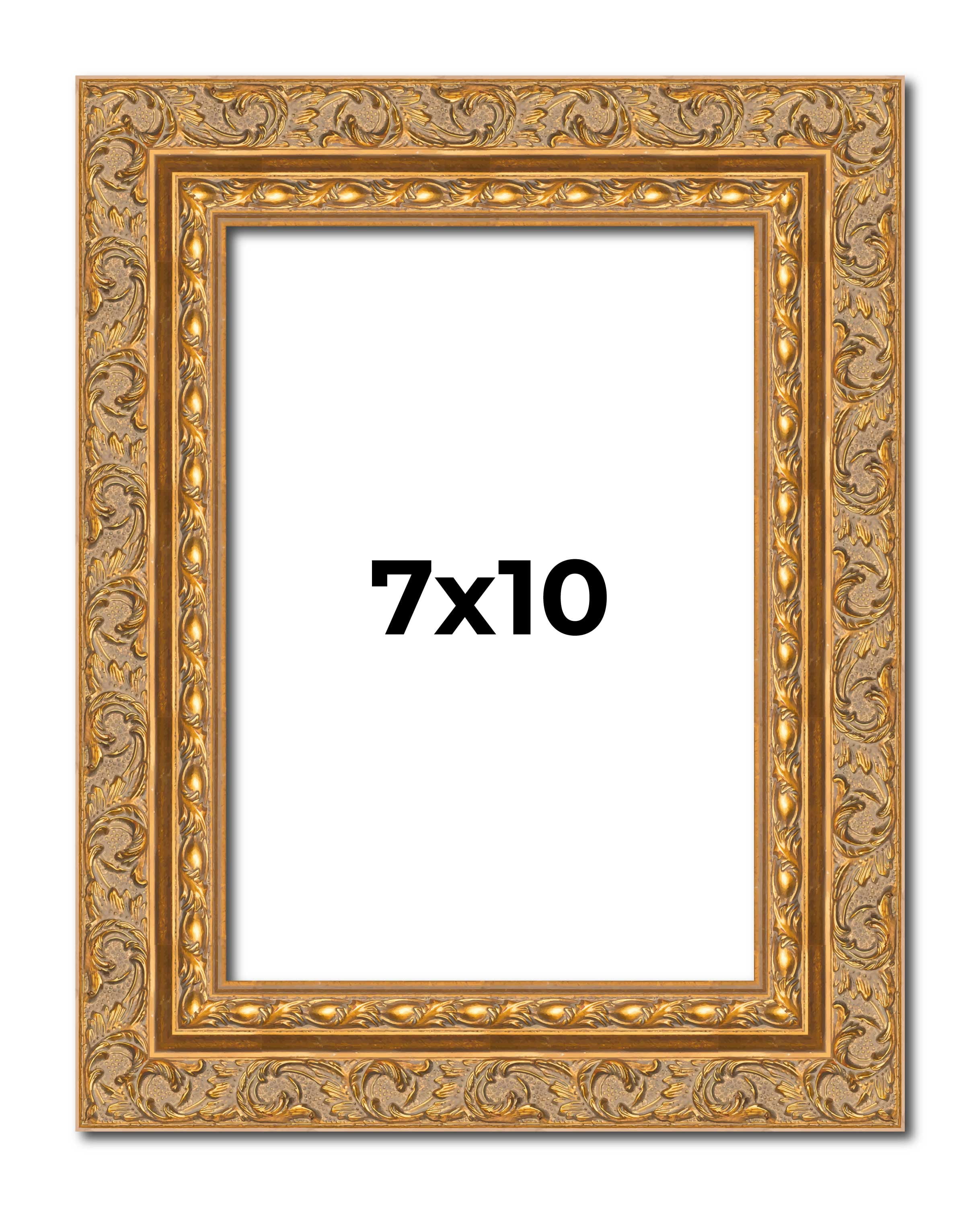7x10 Frame Gold Ornate Solid Wood Picture Frame | 2 Inch Moulding Width ...