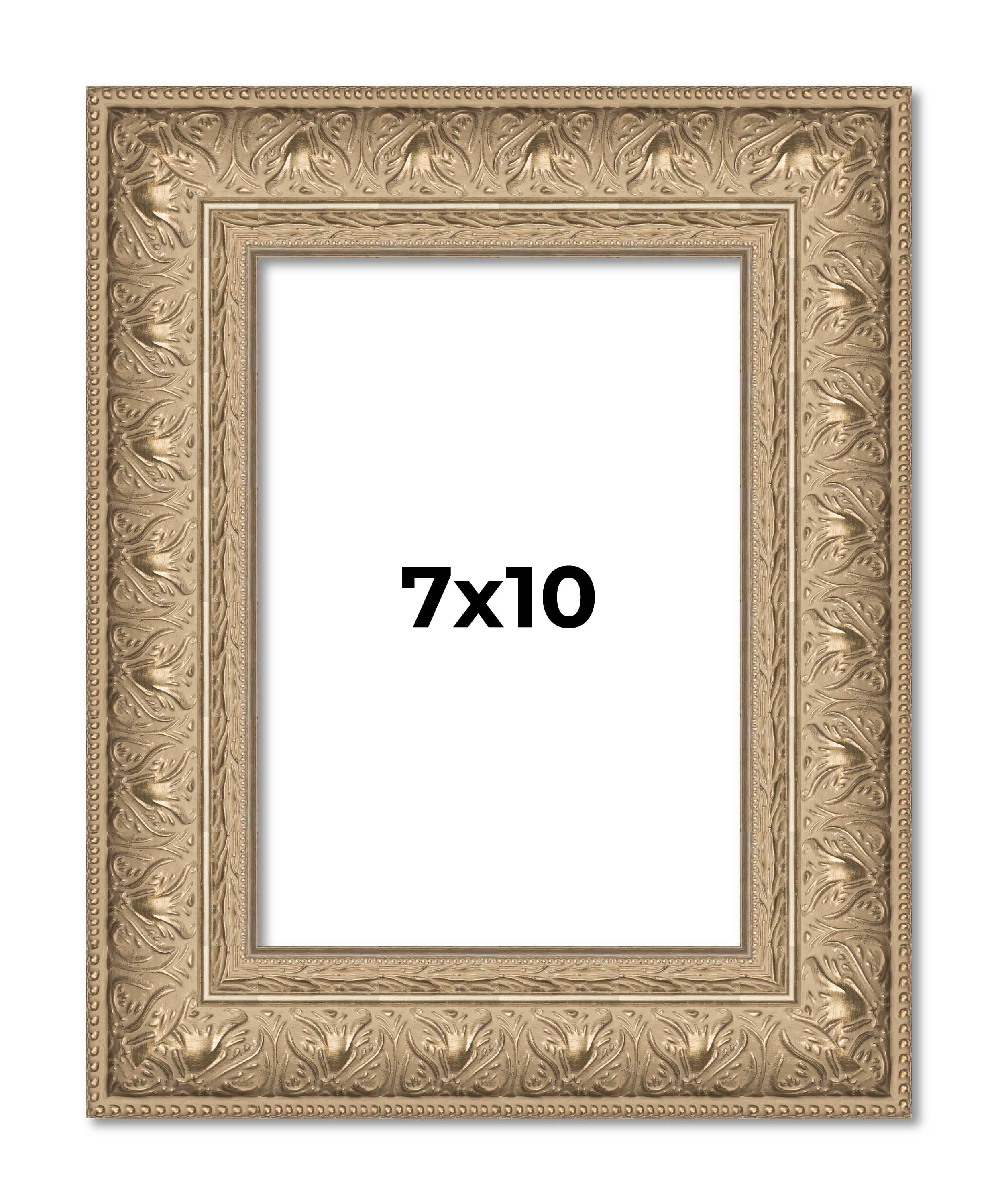 7x10 Frame Ornate Silver Beaded Solid Wood Picture Frame Width 2.5 ...