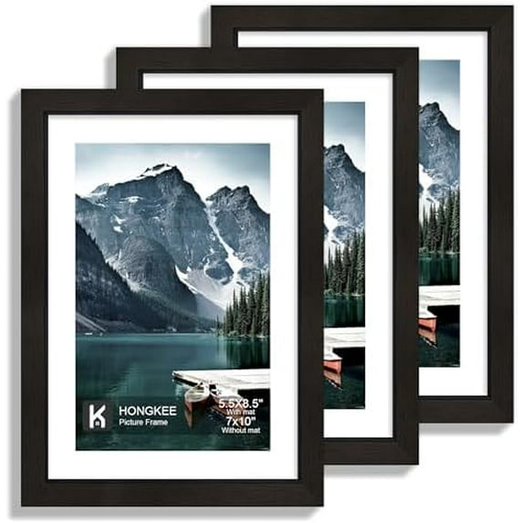 7x10 Frame with Real Glass - Display Pictures 5.5x8.5 with Mat or 7 x ...