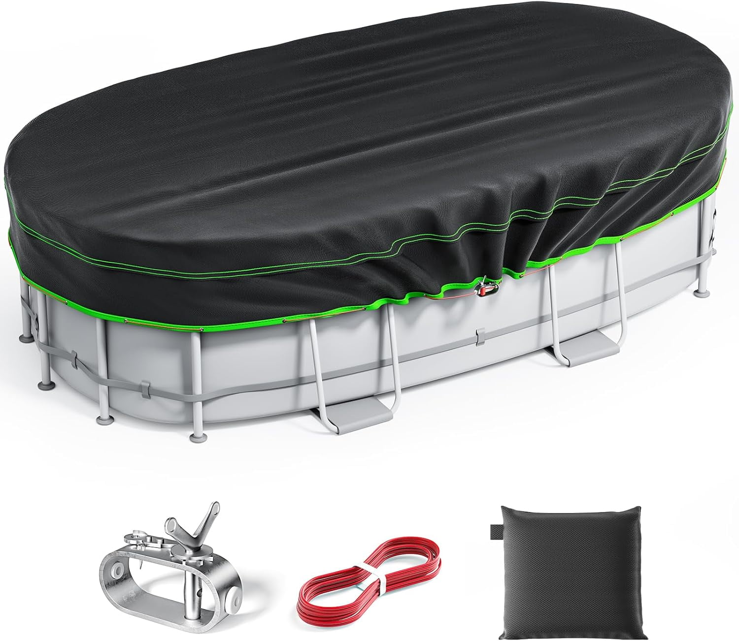 7x10 Ft Oval Pool Cover - Heavy Duty Solar Rectangular Pool Cover ...