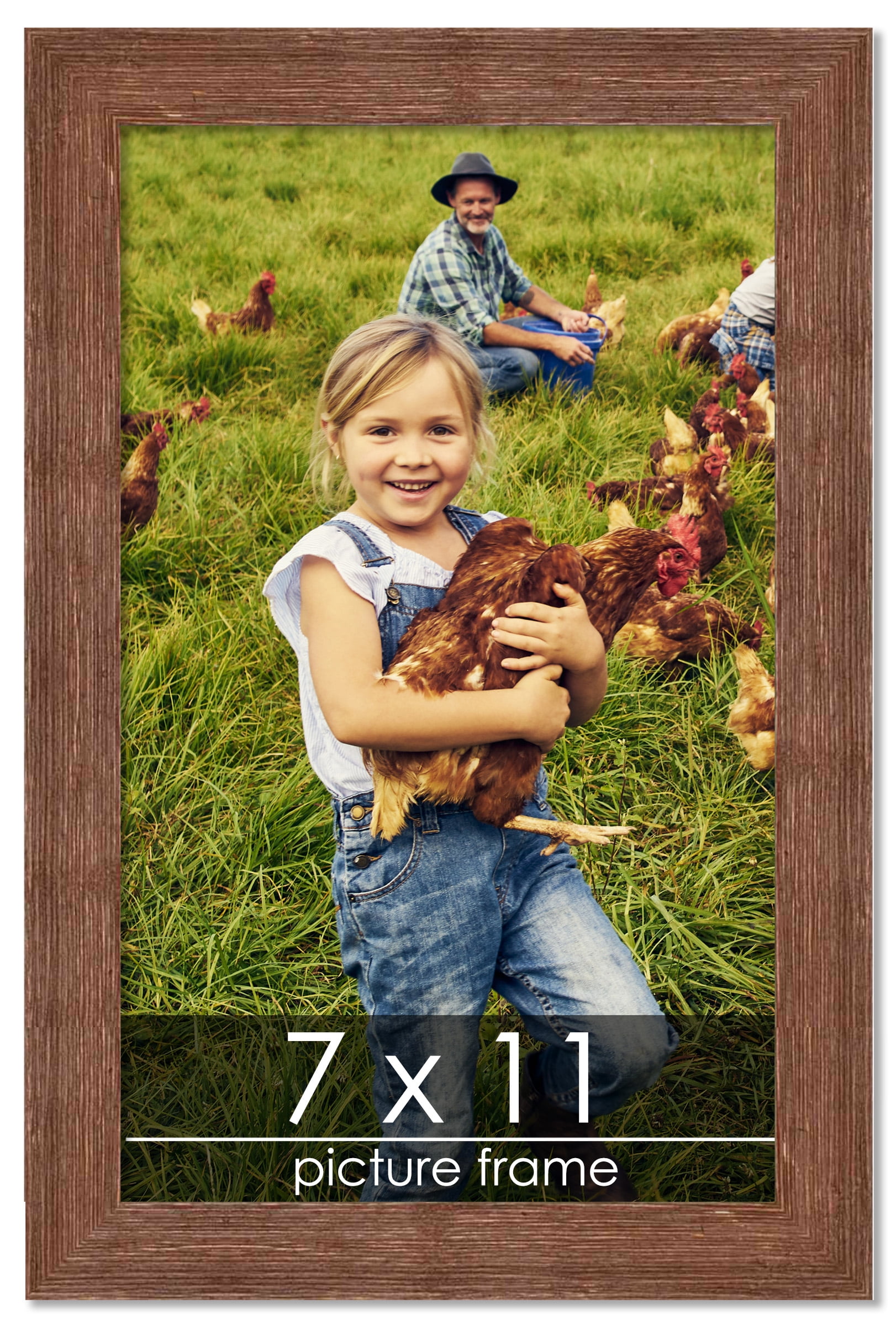 7x11 Brown Rustic Wide Barnwood Picture Frame - UV Acrylic, Foam Board ...