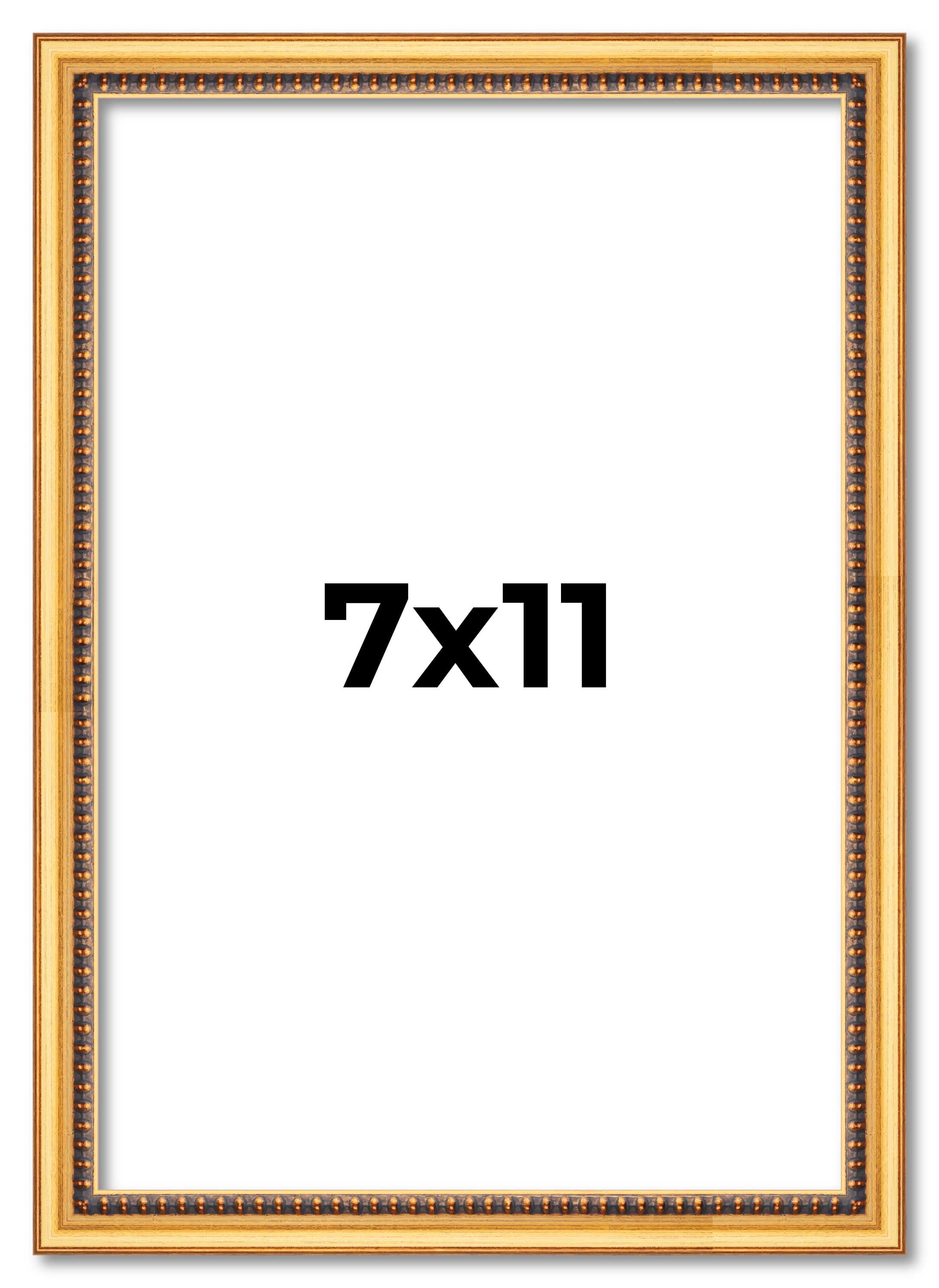 7x11 Frame Beaded Gold Solid Wood Picture Frame | 0.75 Inches Moulding ...