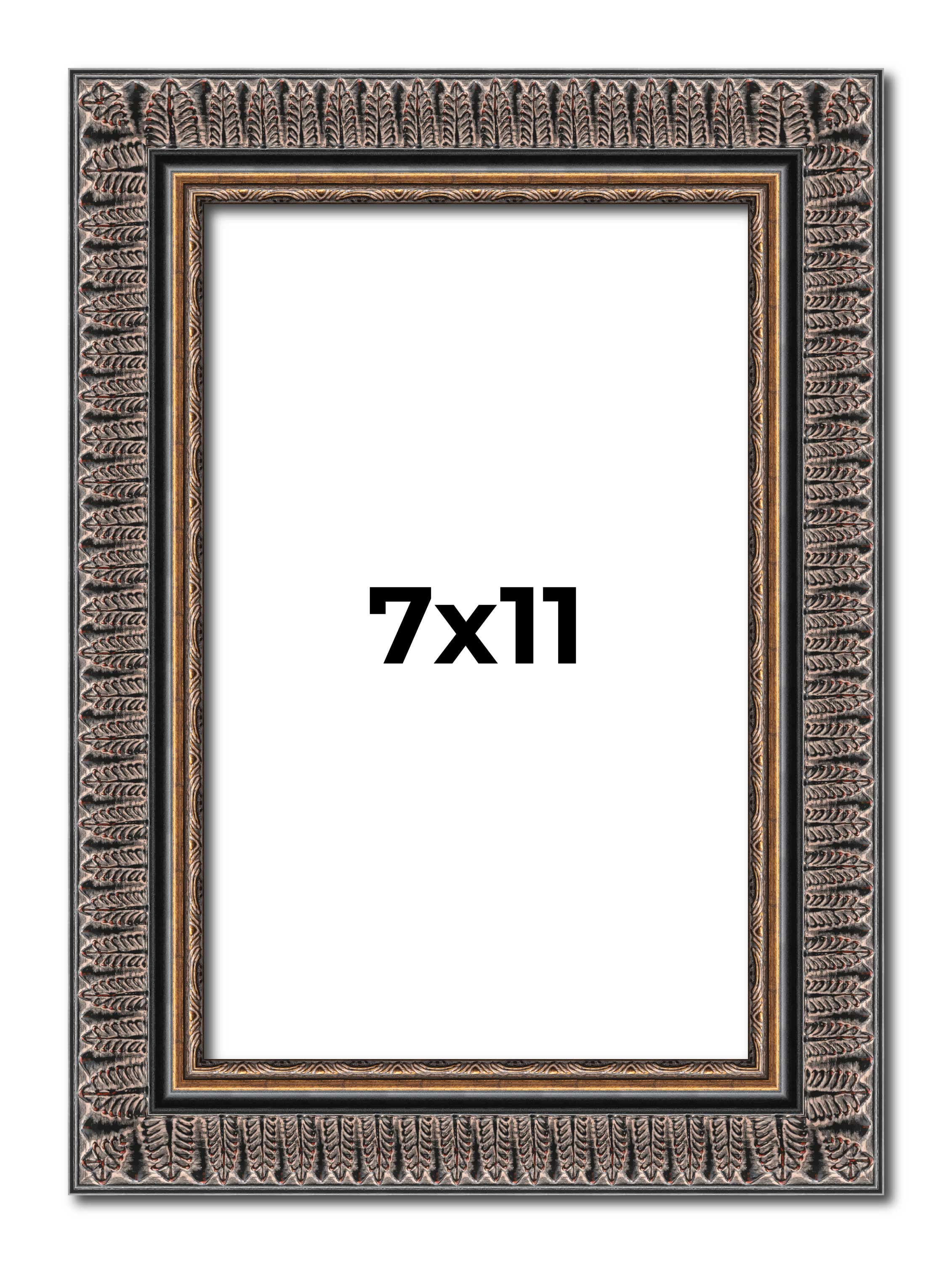 7x11 Frame Black Feather Payton Ornate Solid Wood Picture Frame Width 1 ...