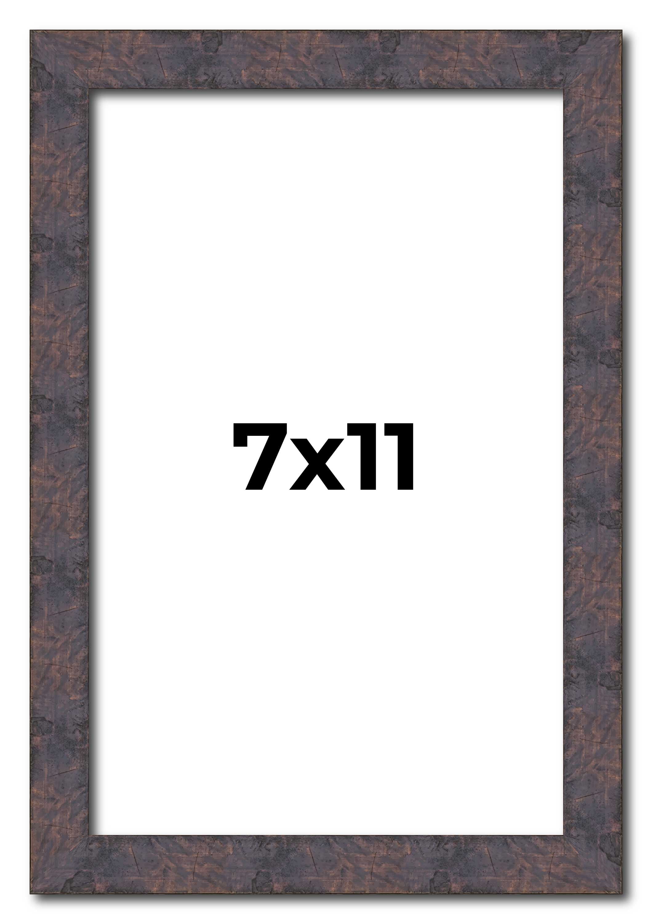 7x11 Frame Brown Rustic Lacquered Walnut Solid Wood Picture Frame Width ...