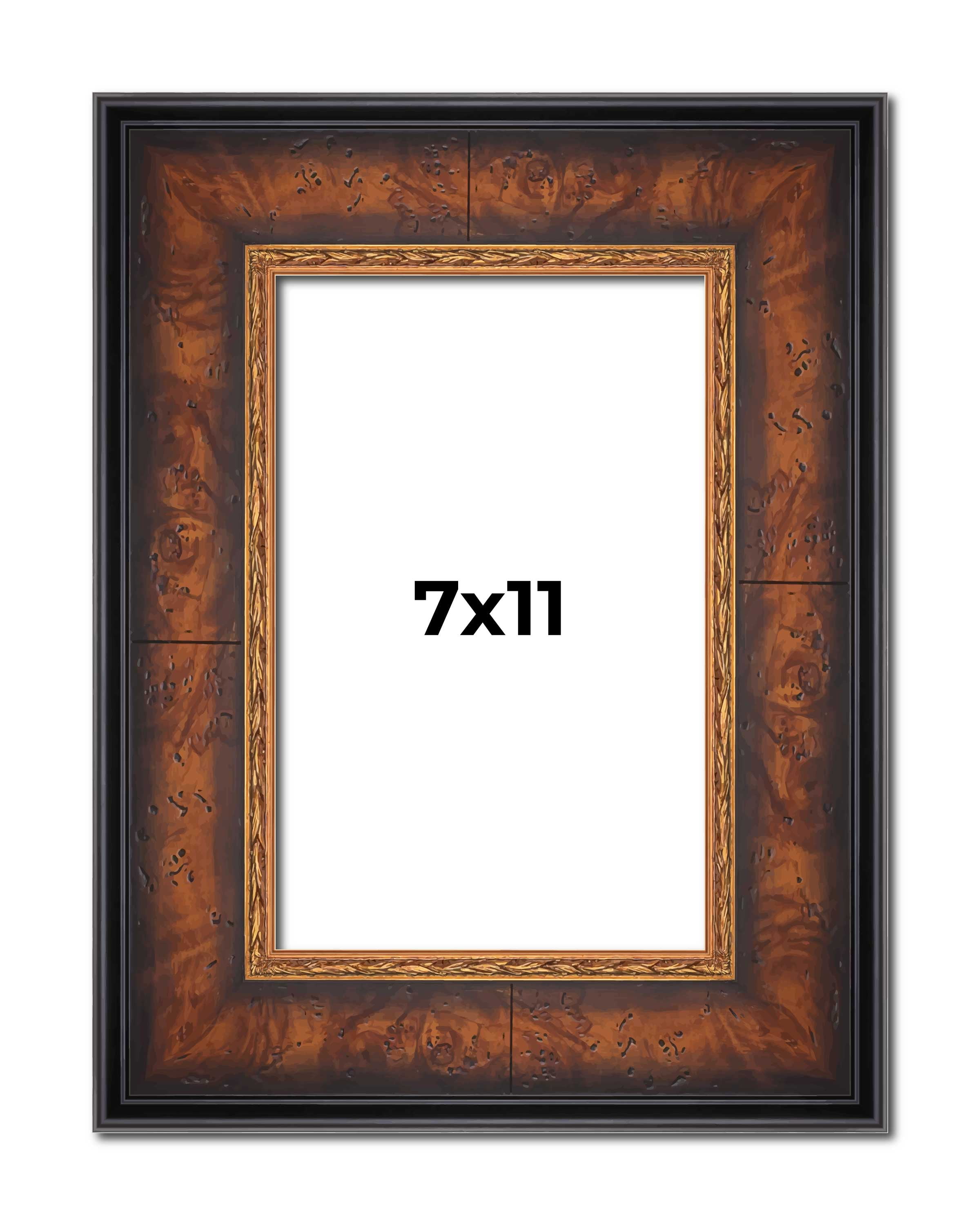7x11 Frame Brown Walnut Gold Ornate Trim Solid Wood Plein Air Picture ...