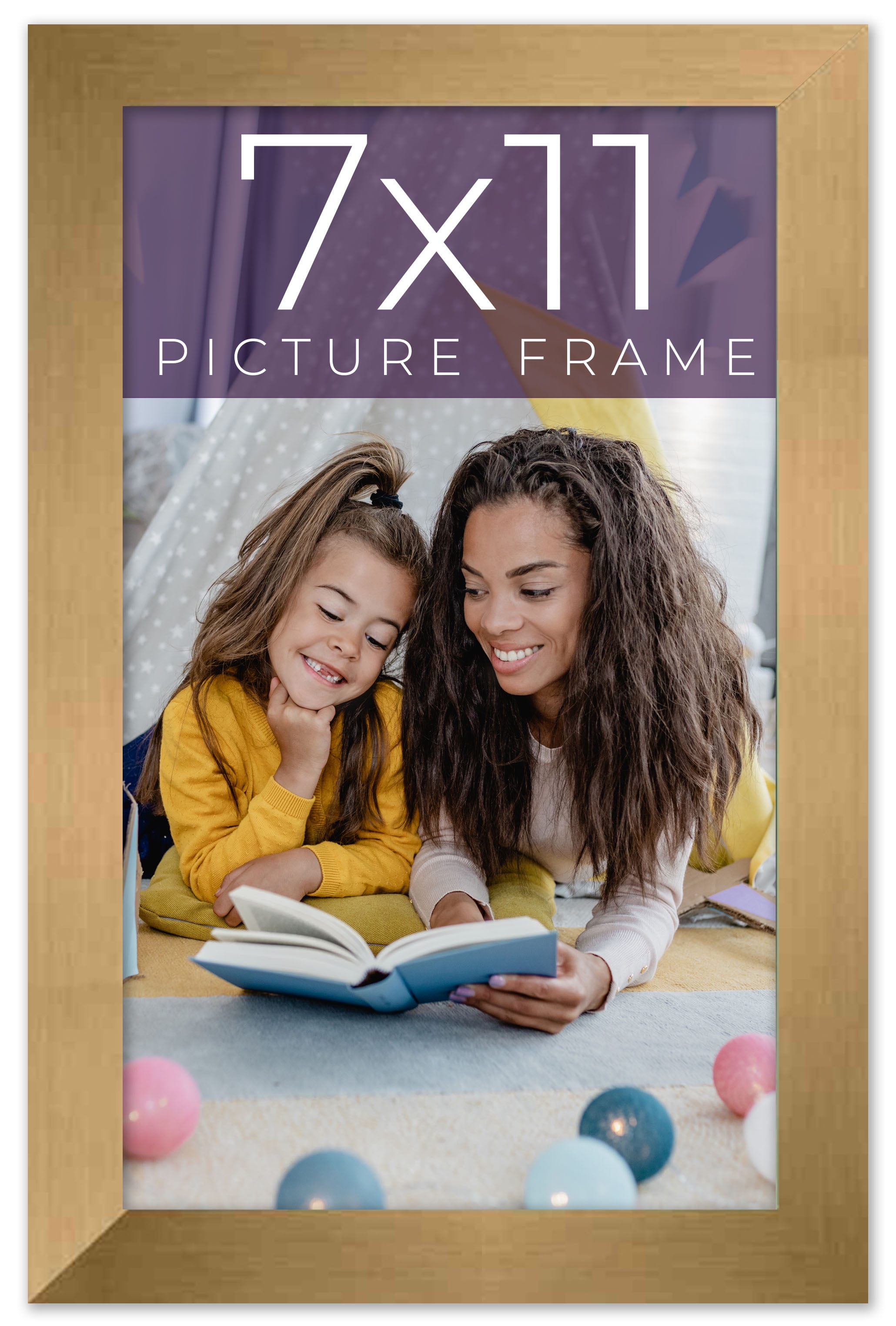 7x11 Frame Gold Bronze Solid Wood Picture Frame Width 0.75 Inches ...