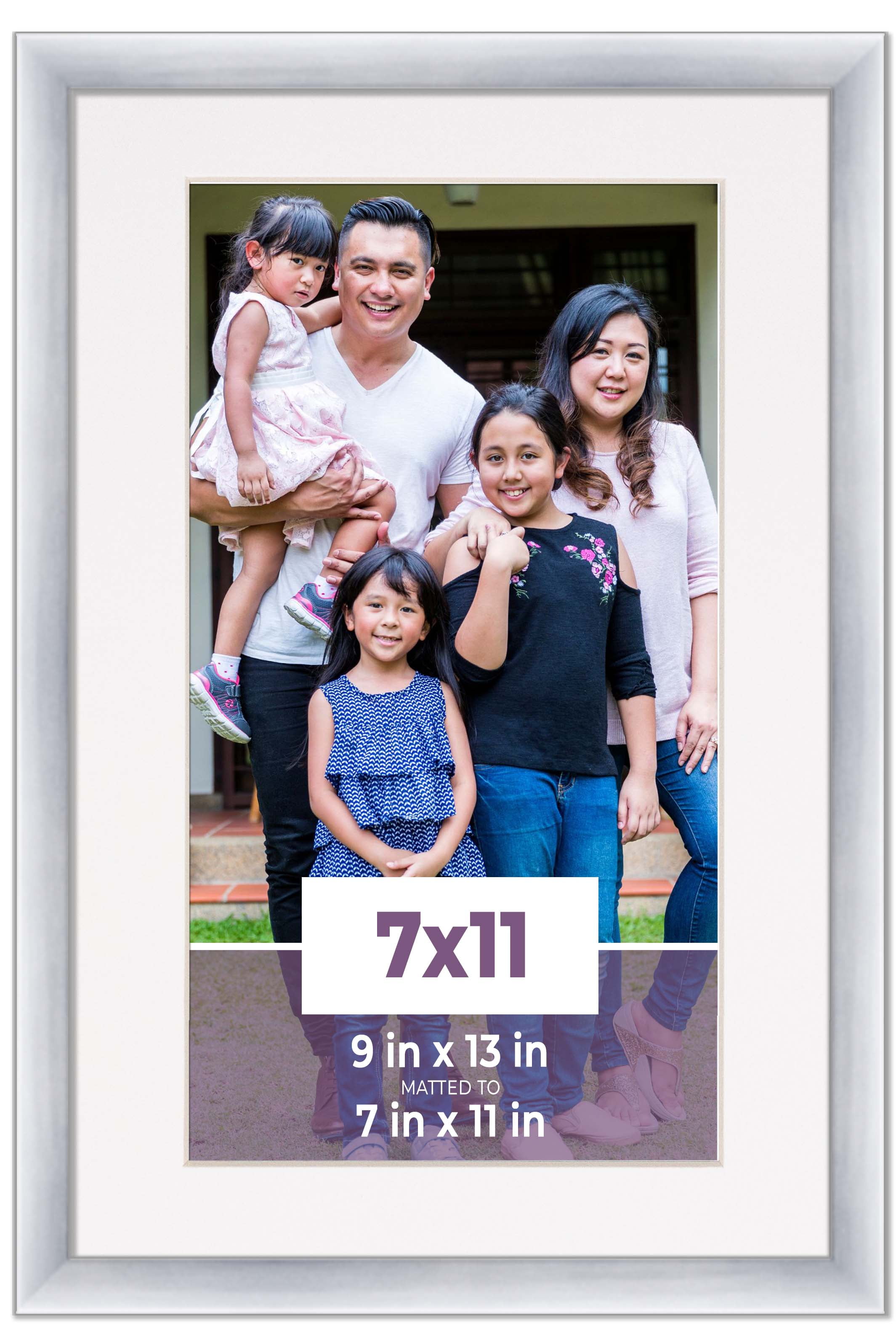 7x11 Frame Silver With White Picture Mat For 7x11 Photo - Silver 9x13 ...