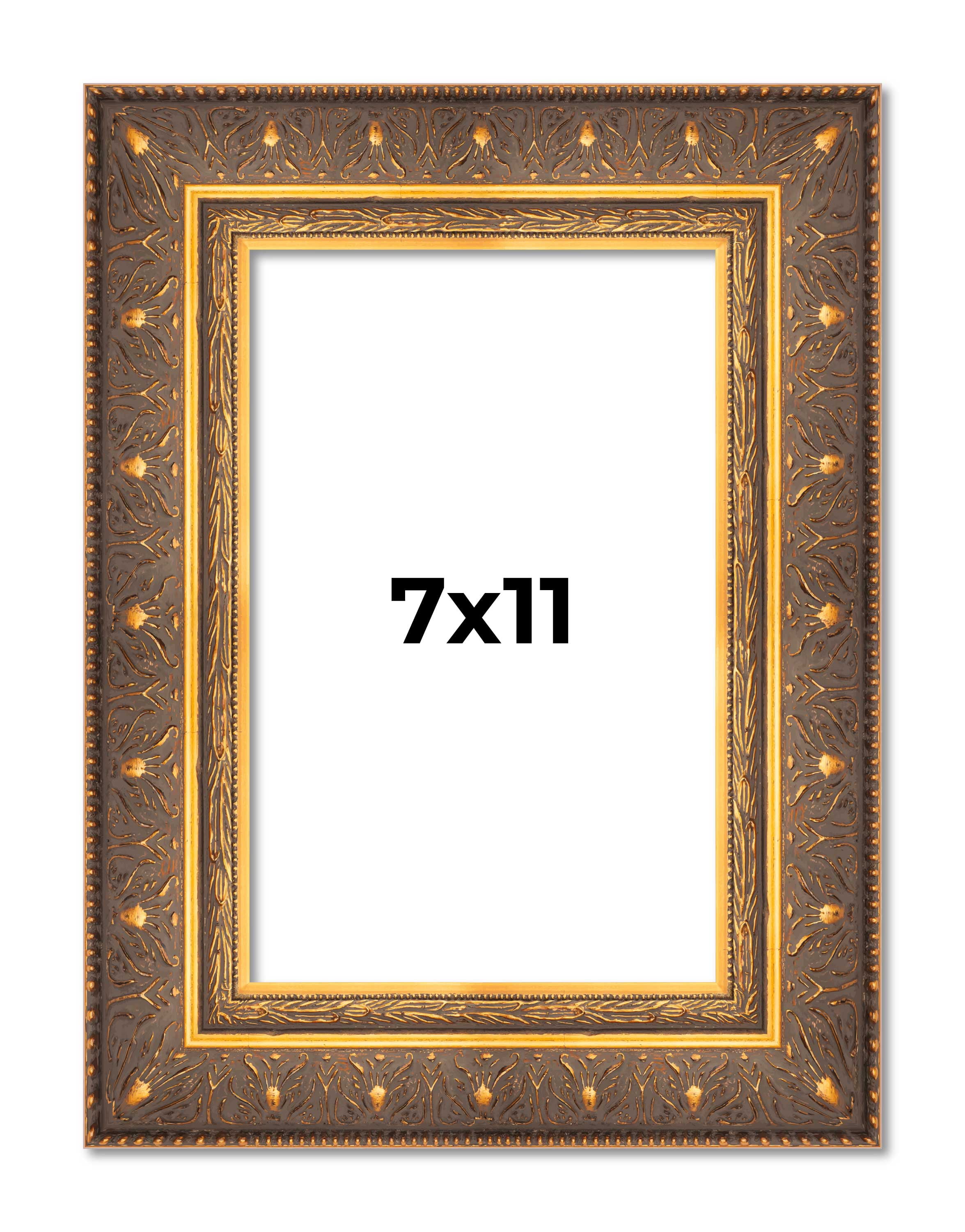 7x11 Frame Vintage Gold Solid Wood Picture Frame | 2.5 Inch Moulding ...