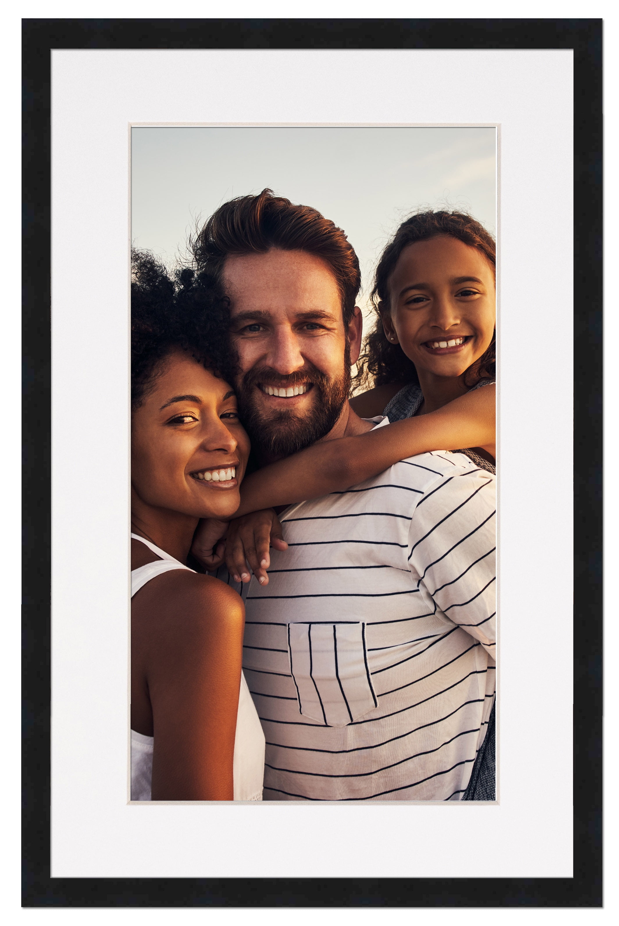 7x11 Frame with Mat - Black 9x13 Frame Wood Made to Display Print or Poster Measuring 7 x 11 ...