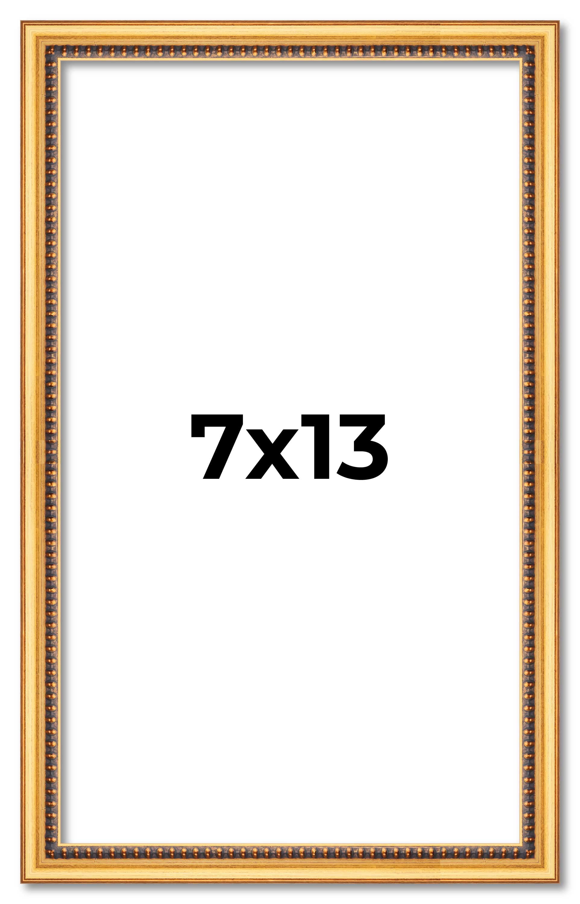 7x13 Frame Beaded Gold Solid Wood Picture Frame | 0.75 Inches Moulding ...