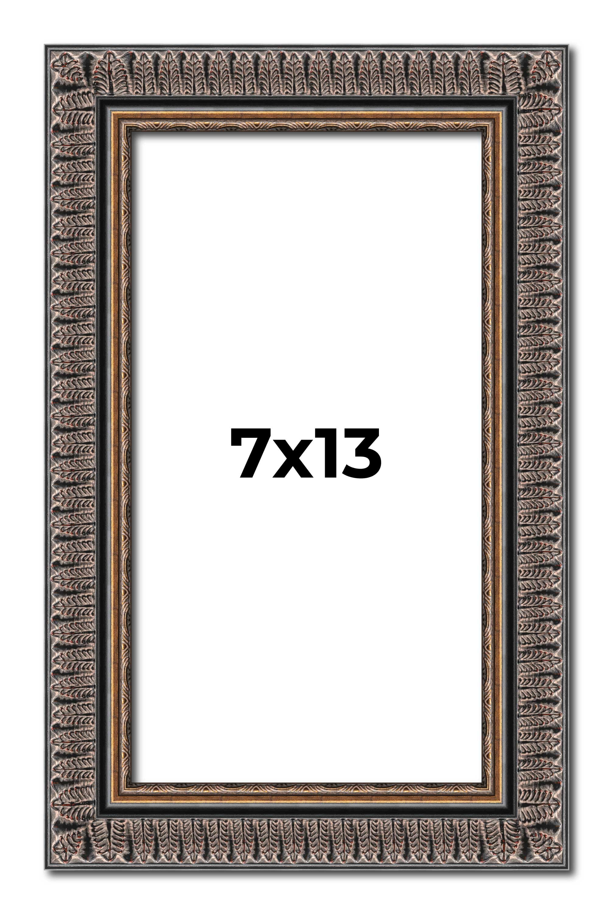 7x13 Frame Black Feather Payton Ornate Solid Wood Picture Frame Width 1 ...