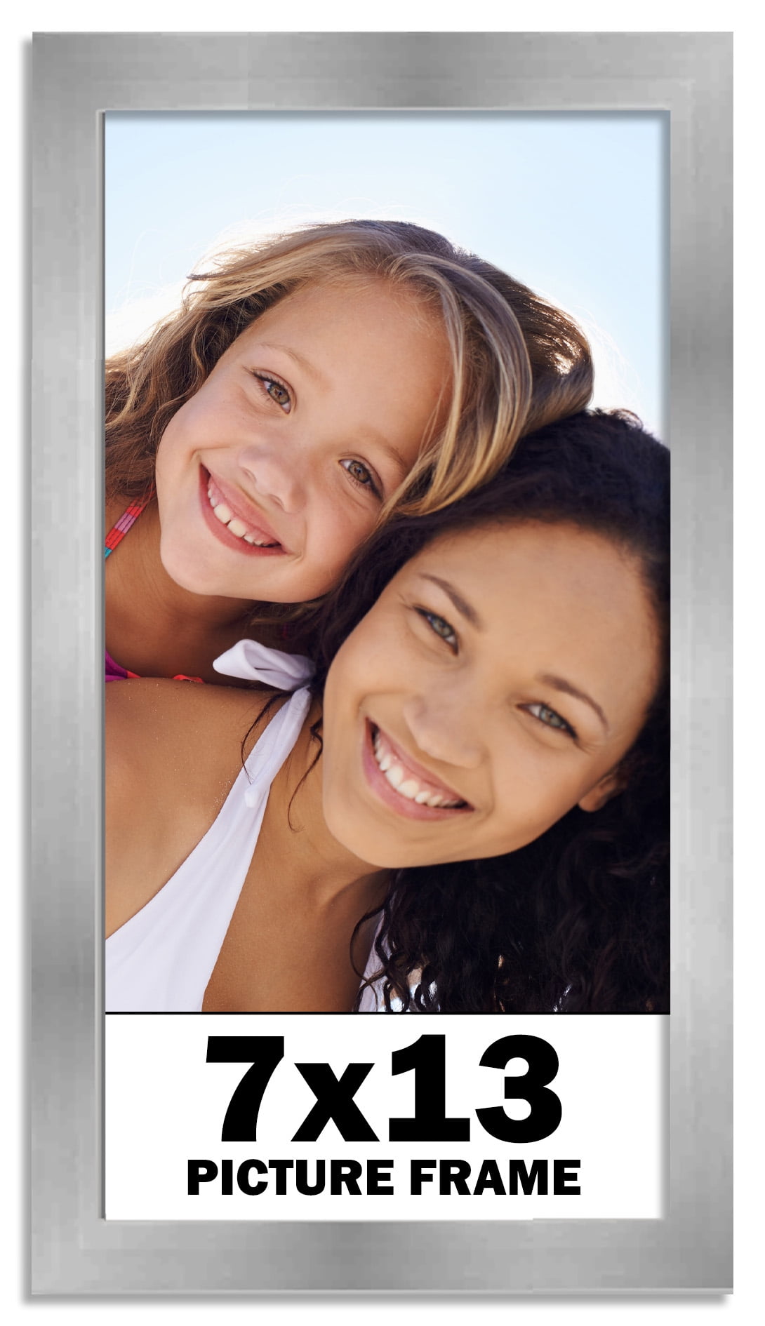 7x13 Frame Silver Stainless Steel Solid Wood Picture Frame | 0.75 Inch ...