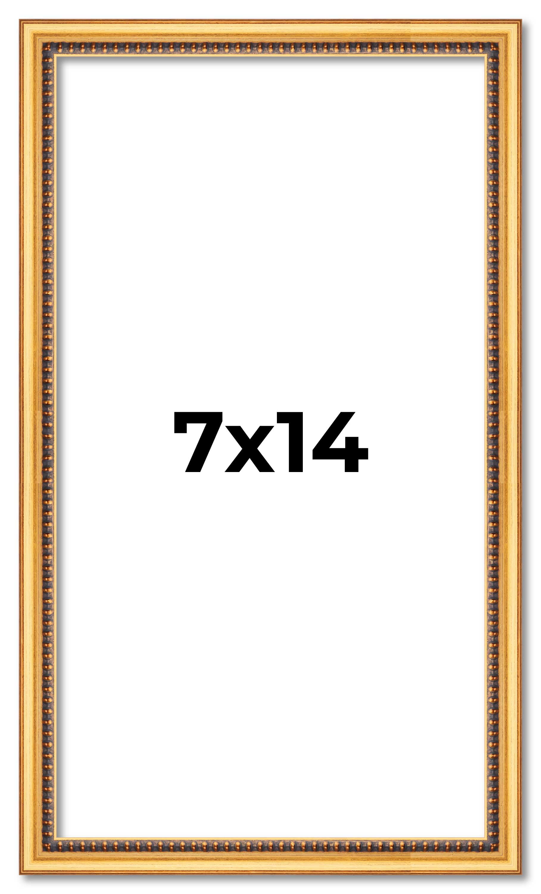 7x14 Frame Beaded Gold Solid Wood Picture Frame | 0.75 Inches Moulding ...