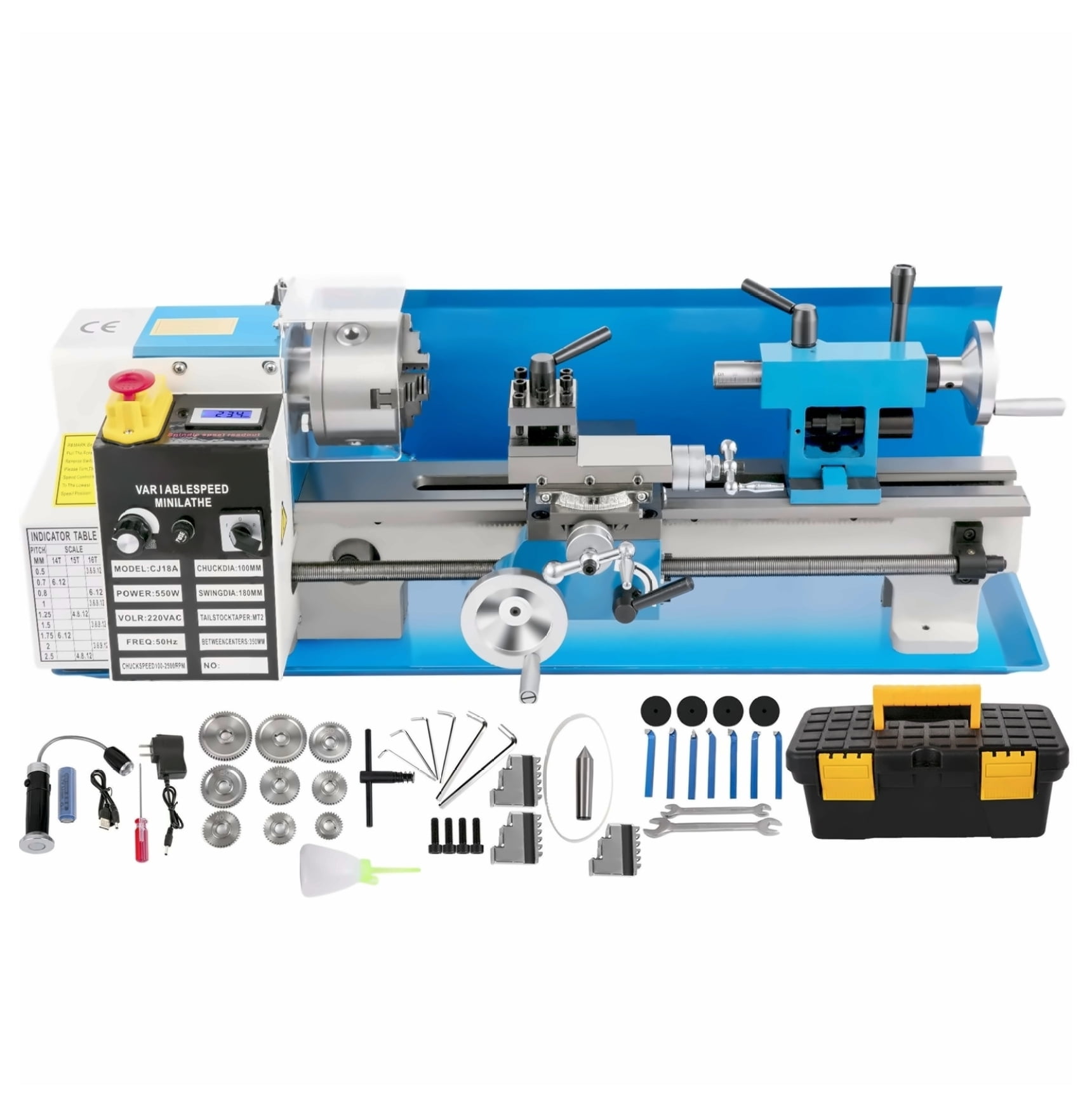 7x14 Mini Metal Lathe 550W Precision Benchtop Lathe Turning Machine ...