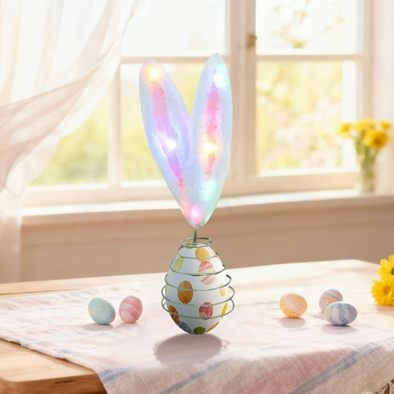 7x14 inch Easter Tree Topper Furry Easter Rabbit Ears Tree Top with ...