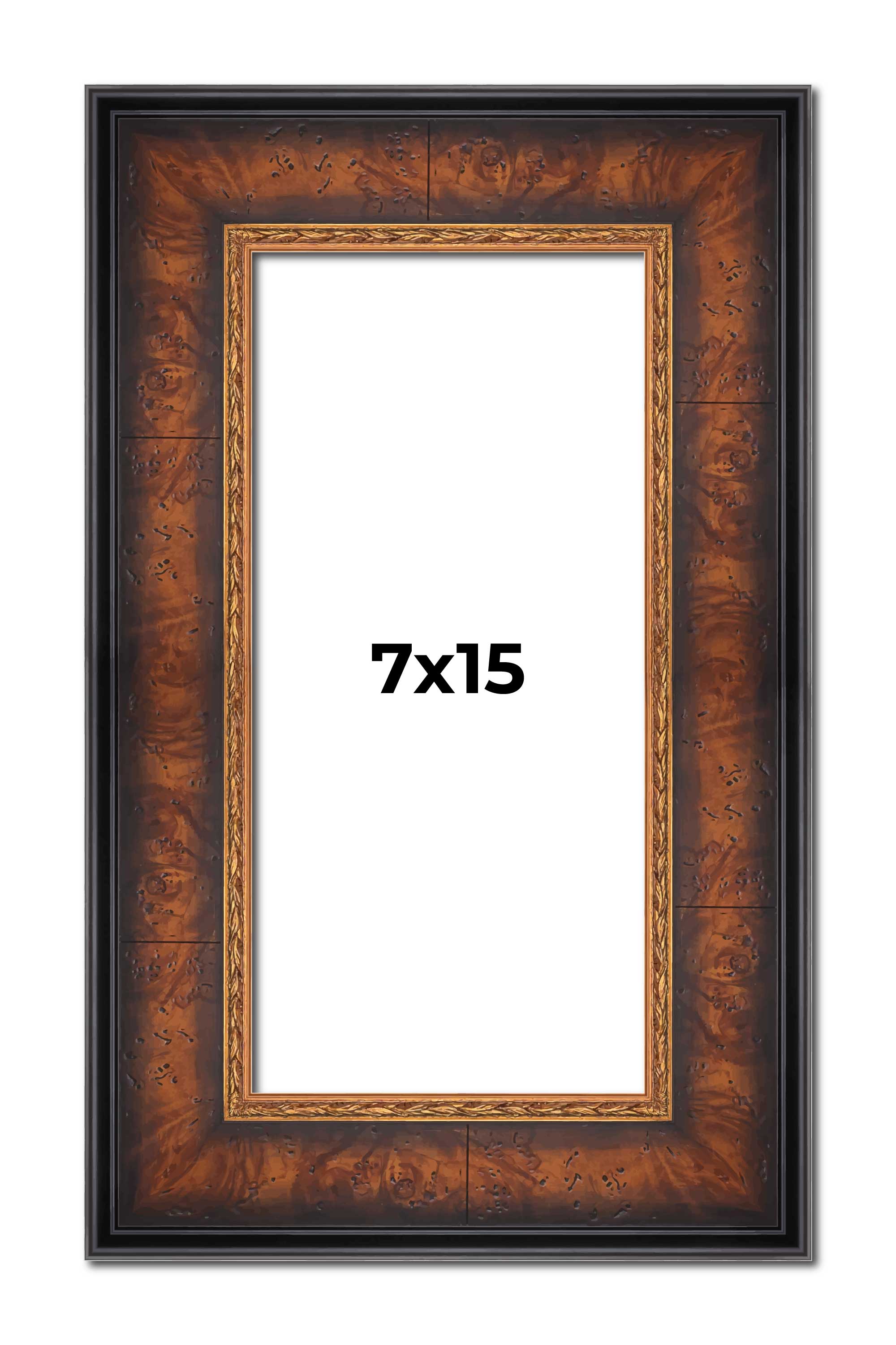 7x15 Frame Brown Walnut Gold Ornate Trim Solid Wood Plein Air Picture ...