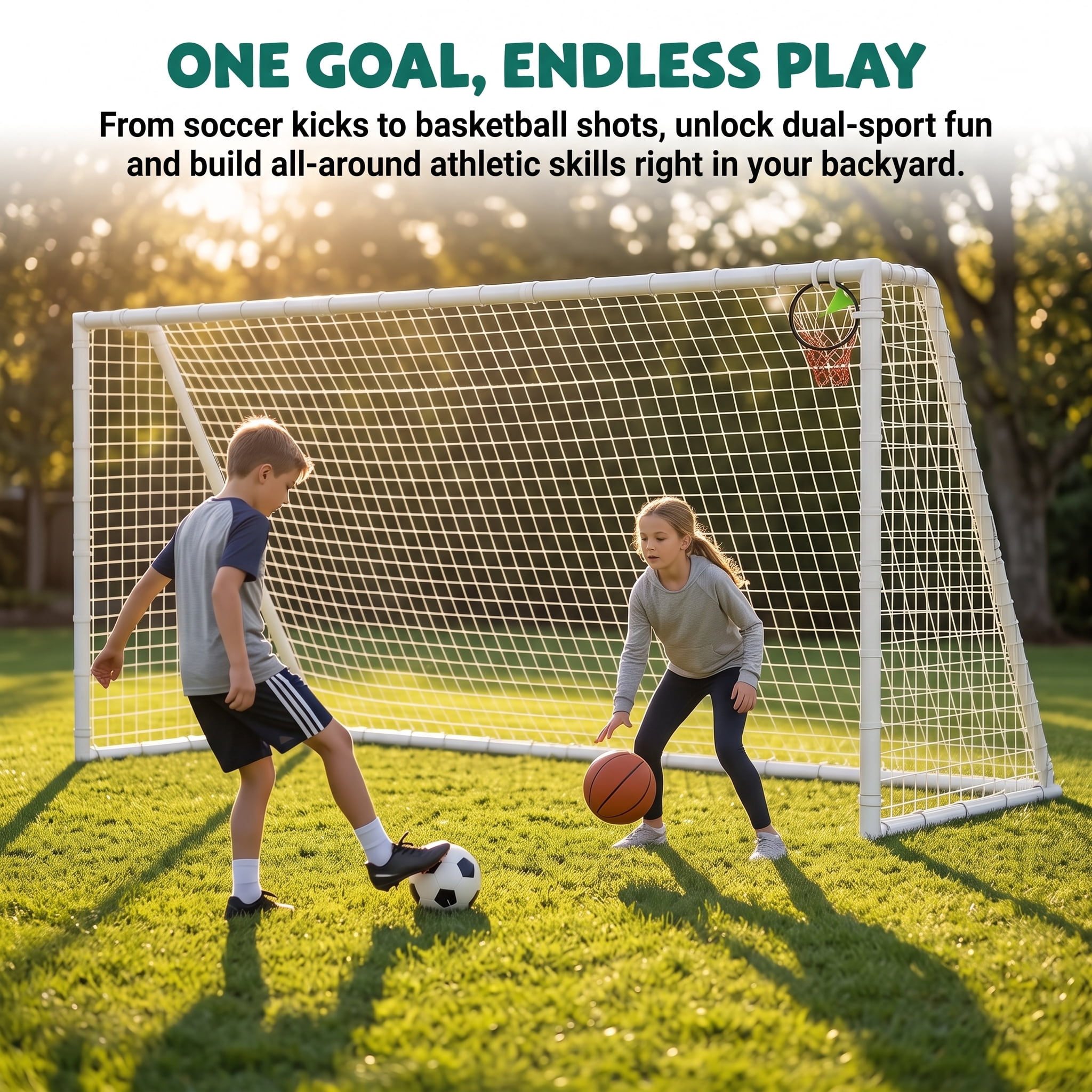 Unbranded Portable Heavy-Duty Steel Frame 7x16FT Soccer Goal - Walmart.com