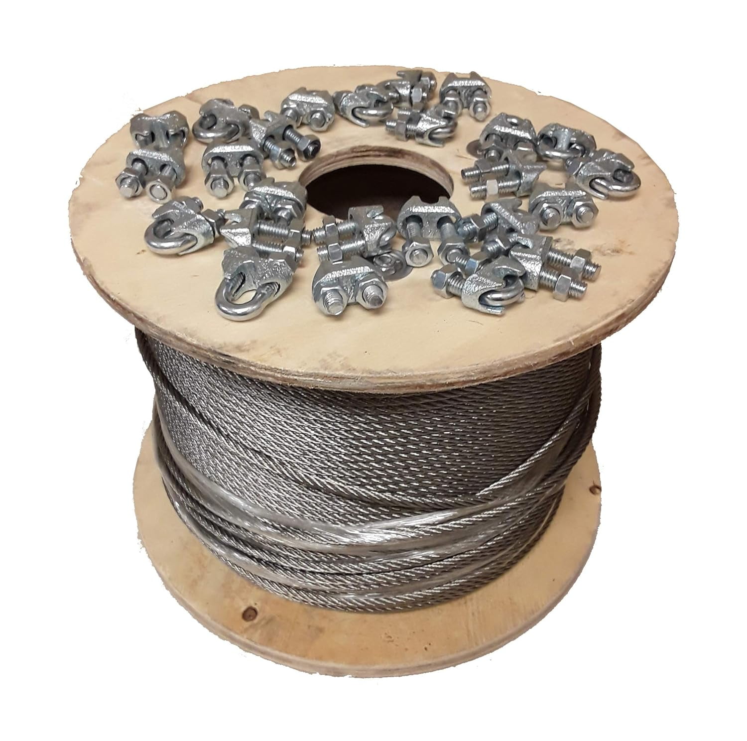 7x19 Galvanized Aircraft Cable Wire Rope 1/4" 250 ft with 1/4" Cable ...