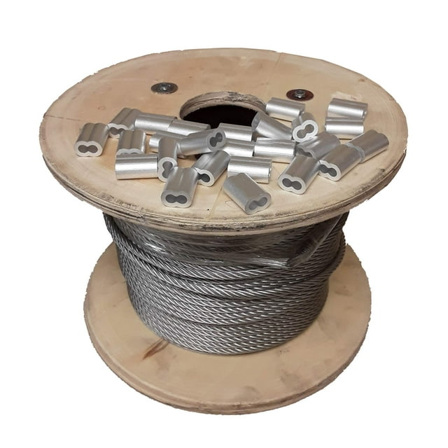 7x19 Galvanized Aircraft Cable Wire Rope 3/16" 500 ft with 3/16 ...