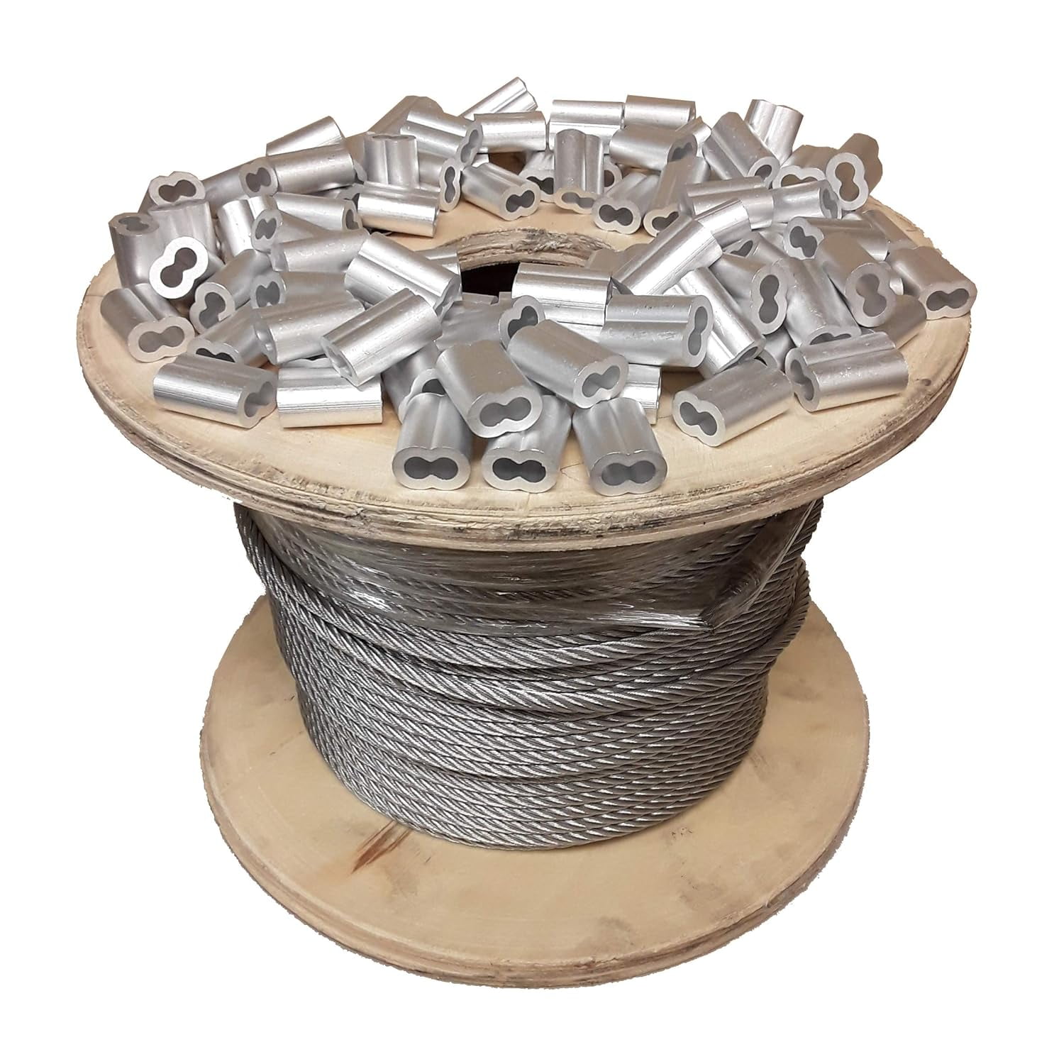 7x19 Galvanized Aircraft Cable Wire Rope 3/8" 200 ft with 3/8" Aluminum ...