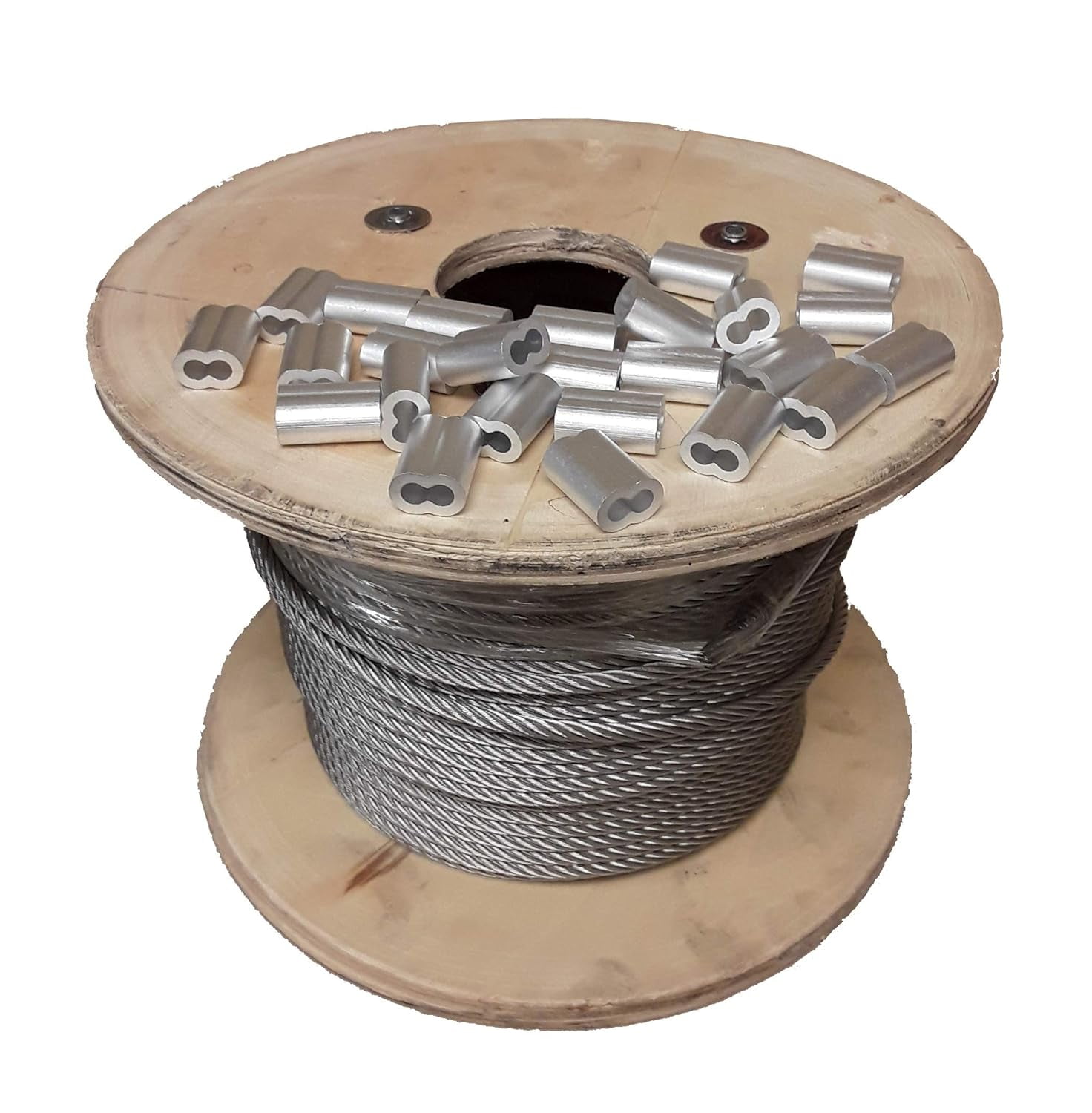 7x19 Galvanized Aircraft Cable Wire Rope 3/8" 200 ft with 3/8" Aluminum ...