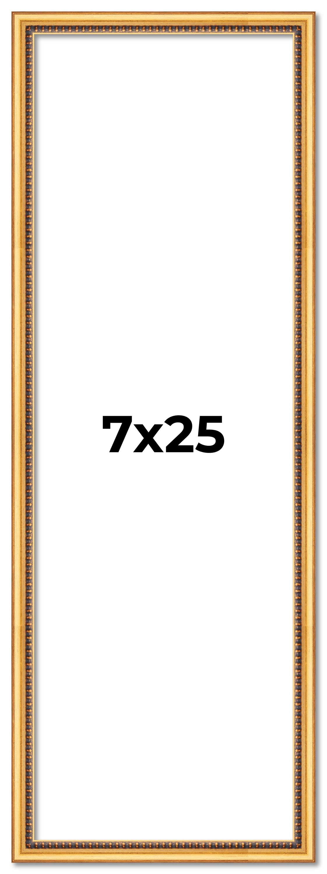 7x25 Frame Beaded Gold Solid Wood Picture Frame | 0.75 Inches Moulding ...