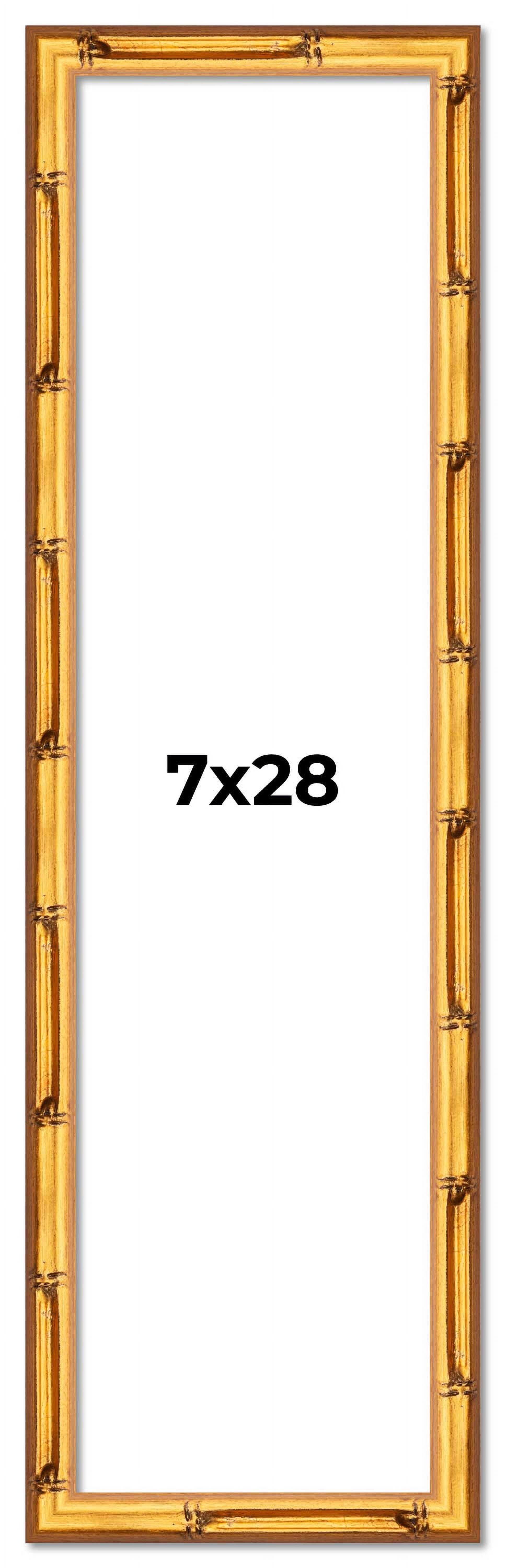 7x28 Frame Gold Bamboo Solid Wood Picture Frame | 1 Inch Moulding Width ...