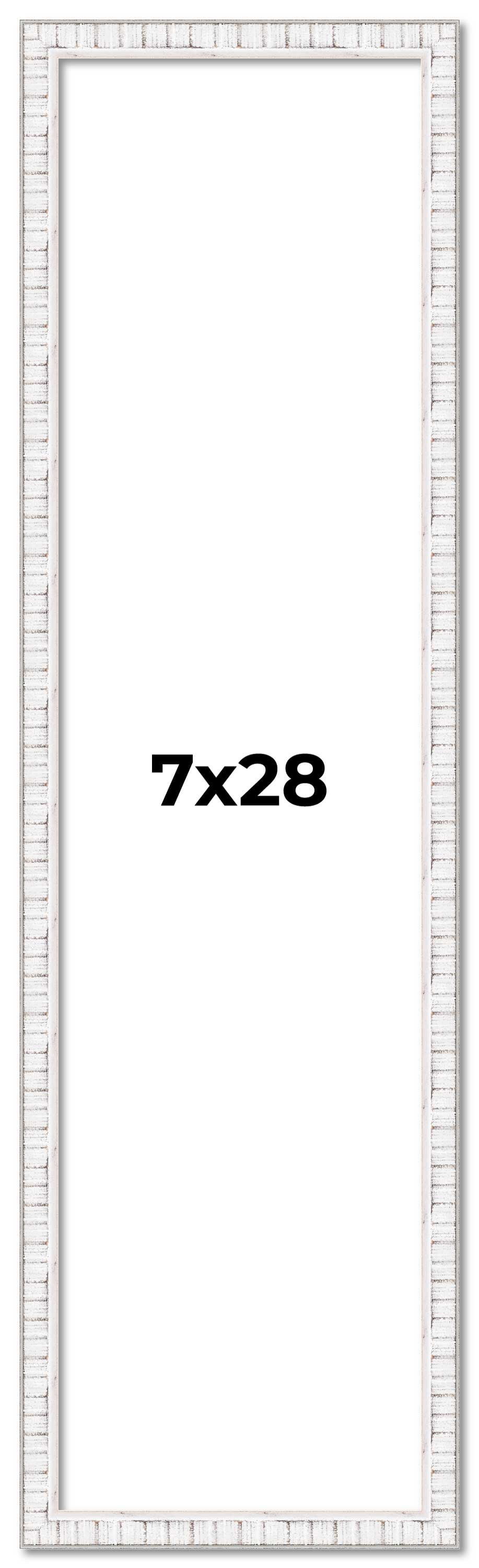 7x28 Frame White Scuffed Rustic Solid Wood Picture Frame | 0.75 Inch ...