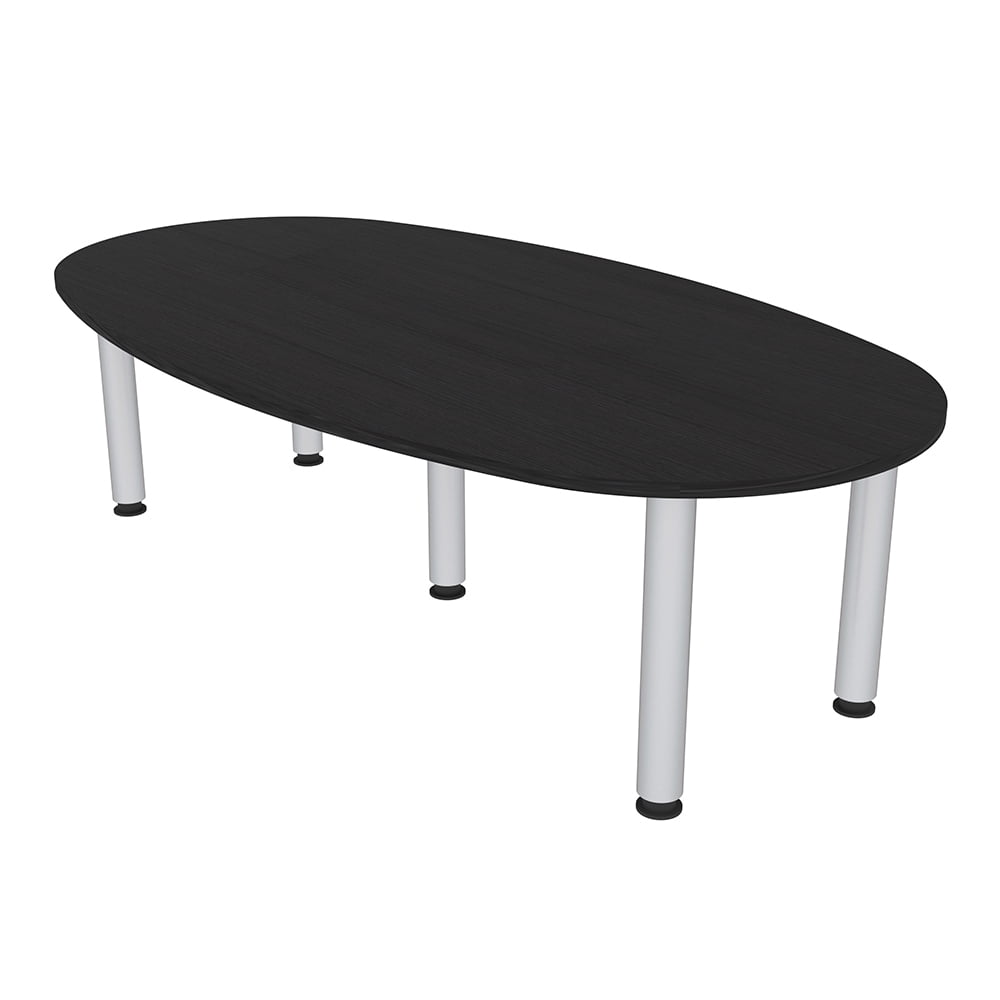 7x4 Boat-Oval Conference Room Table Power And Data Silver Post Legs ...