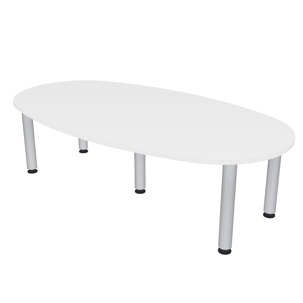 7x4 Boat-Oval Conference Room Table Power And Data Silver Post Legs ...