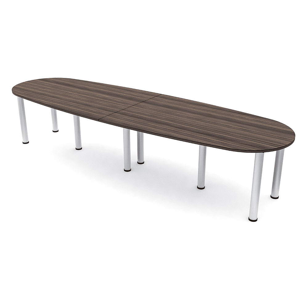7x4 Boat-Oval Conference Room Table Power And Data Silver Post Legs ...