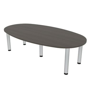 6 Person Oval Conference Table With Silver Post Legs Power And Data ...