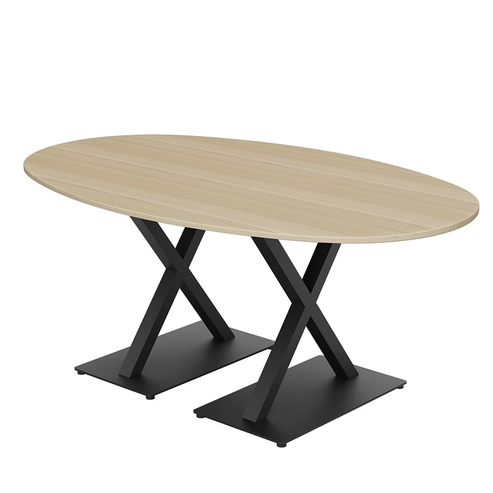 7x4 Boat-Oval Conference Room Table With X Bases Power And Data Module ...
