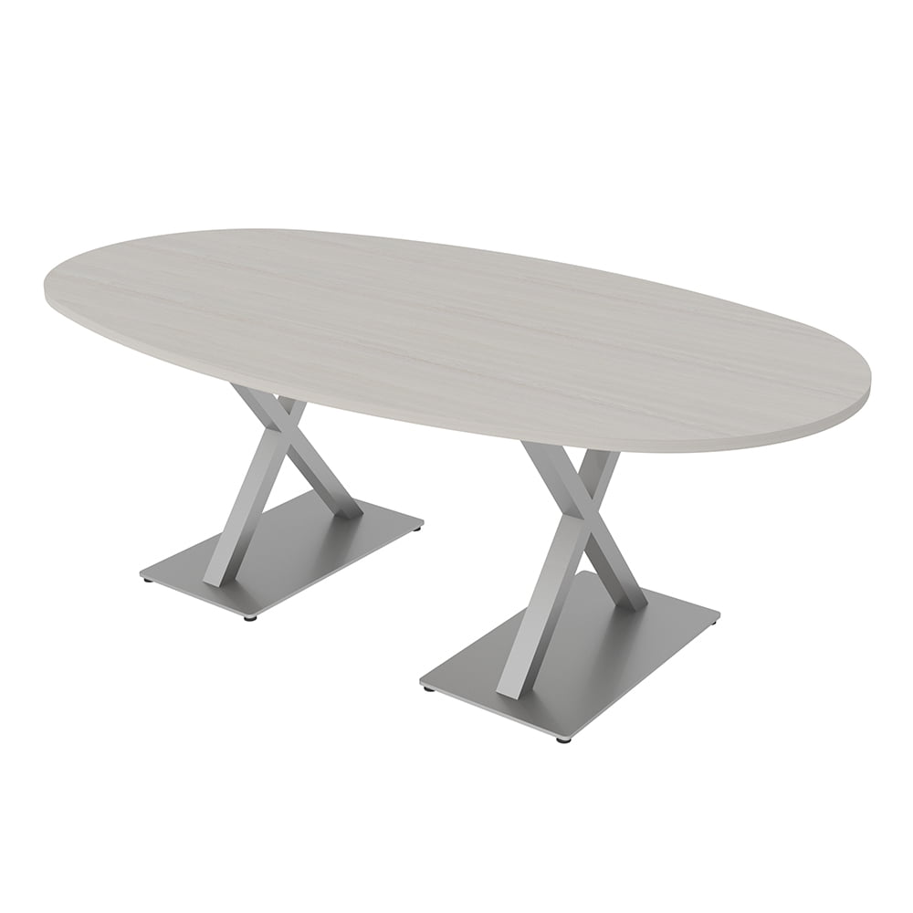 7x4 Boat-Oval Conference Room Table With X Bases Power And Data Module ...