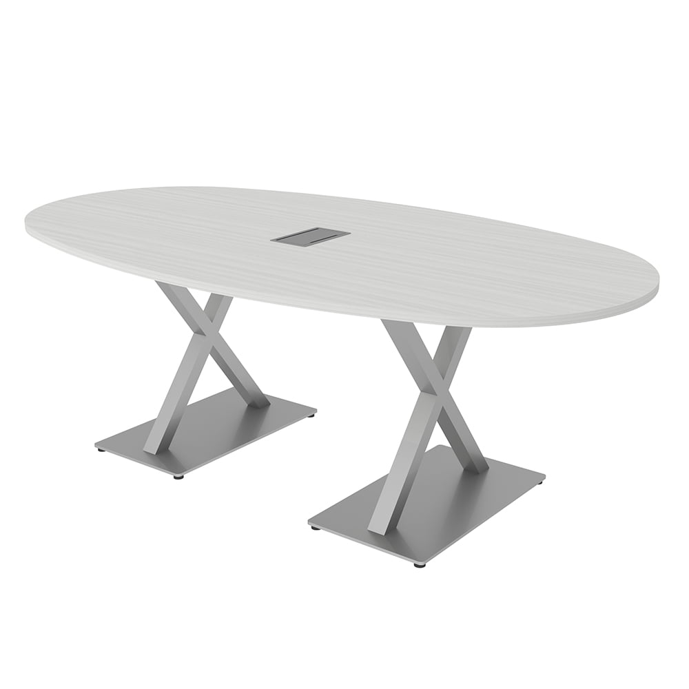 7x4 Boat-Oval Conference Room Table With X Bases Power And Data Module ...