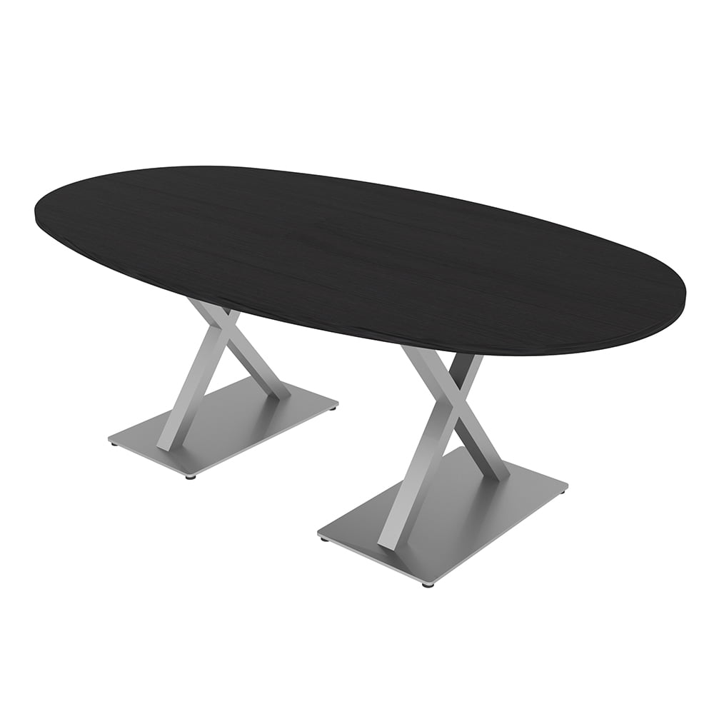 7x4 Boat-Oval Conference Room Table With X Bases Power And Data Module ...