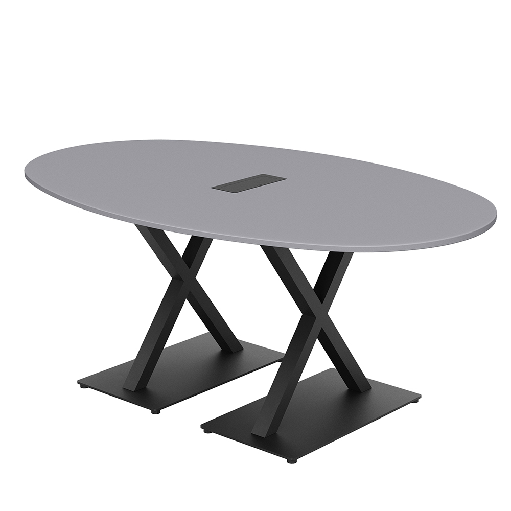 7x4 Boat-Oval Conference Room Table With X Bases Power And Data Module ...