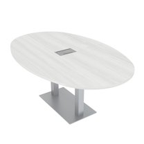 7Ft Arc Rectangle Conference Table Square Metal Base Power And Data ...