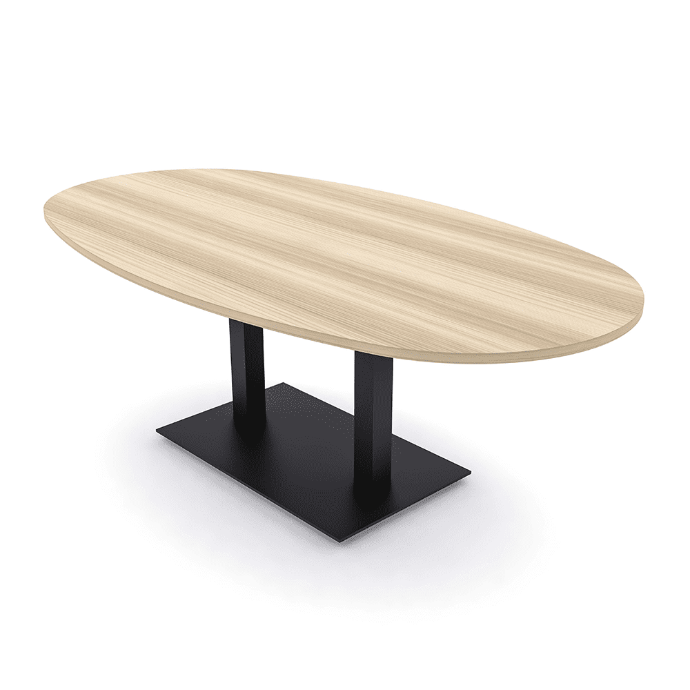 7x4 Boat-Oval Conference Table With Square Metal Base Power And Data ...