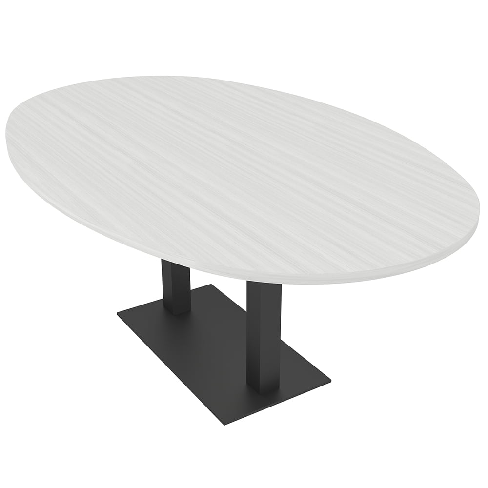 7x4 Boat-Oval Conference Table With Square Metal Base Power And Data ...