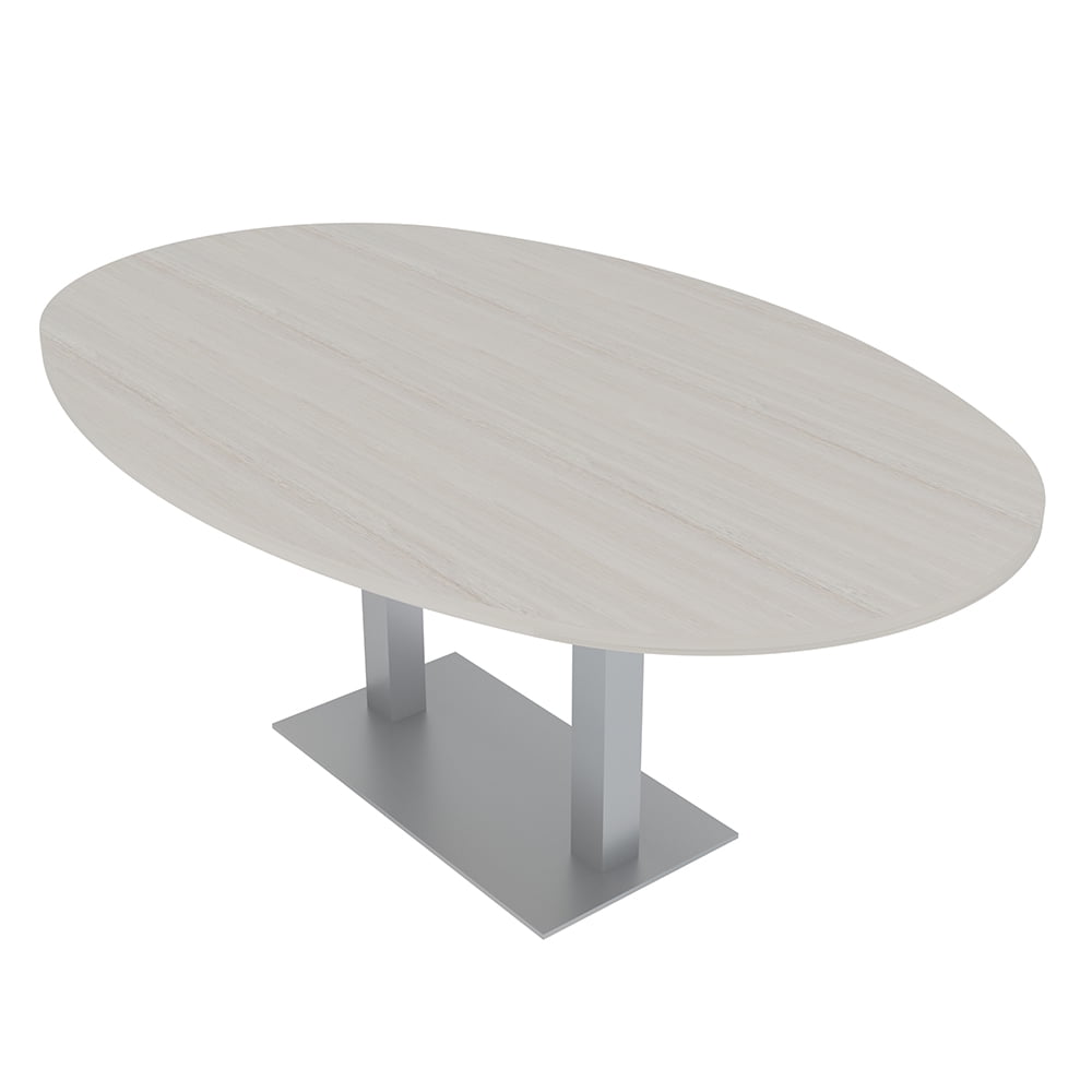 7x4 Boat-Oval Conference Table With Square Metal Base Power And Data ...